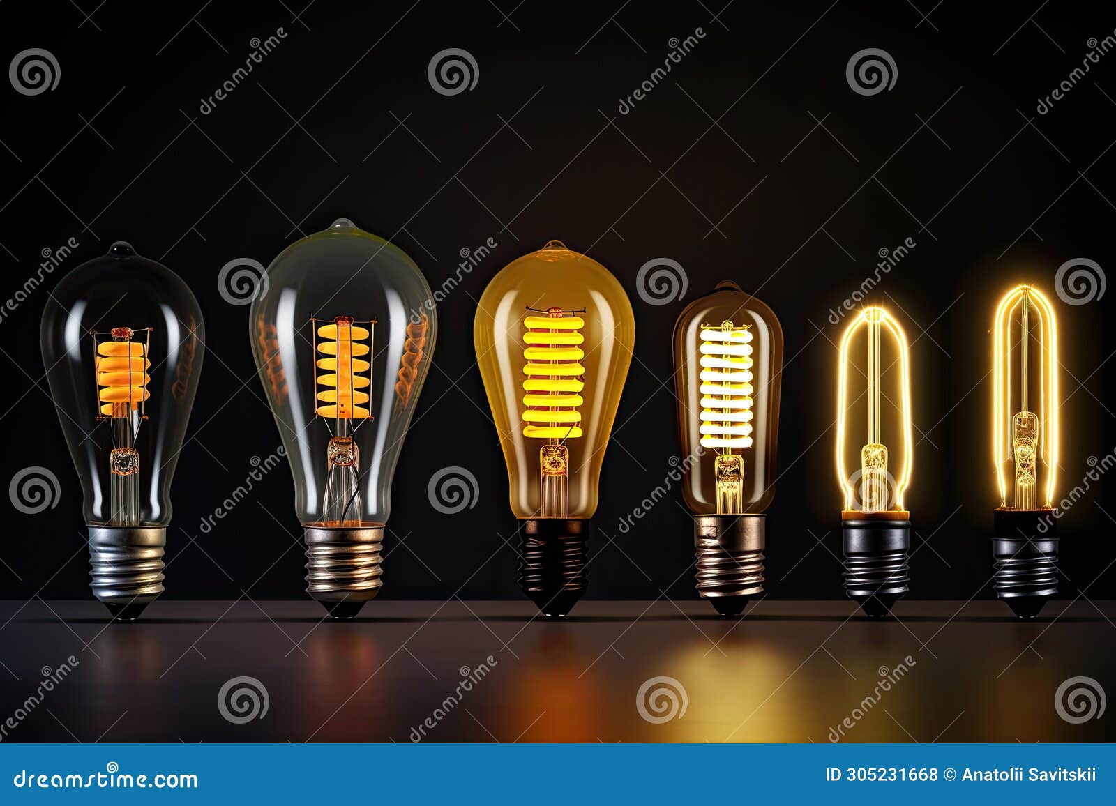 Set of Different Light Bulbs, Commonly Used Different Types Light Bulb ...