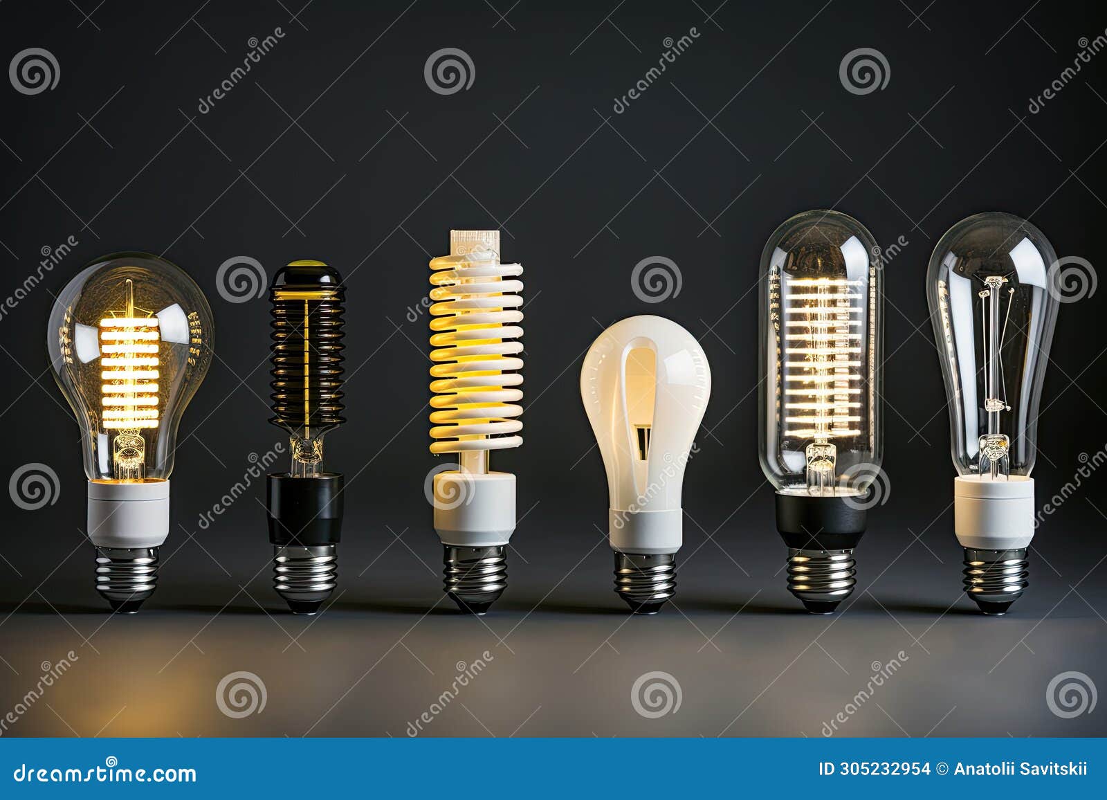 Set of Different Light Bulbs, Commonly Used Different Types Light Bulb ...