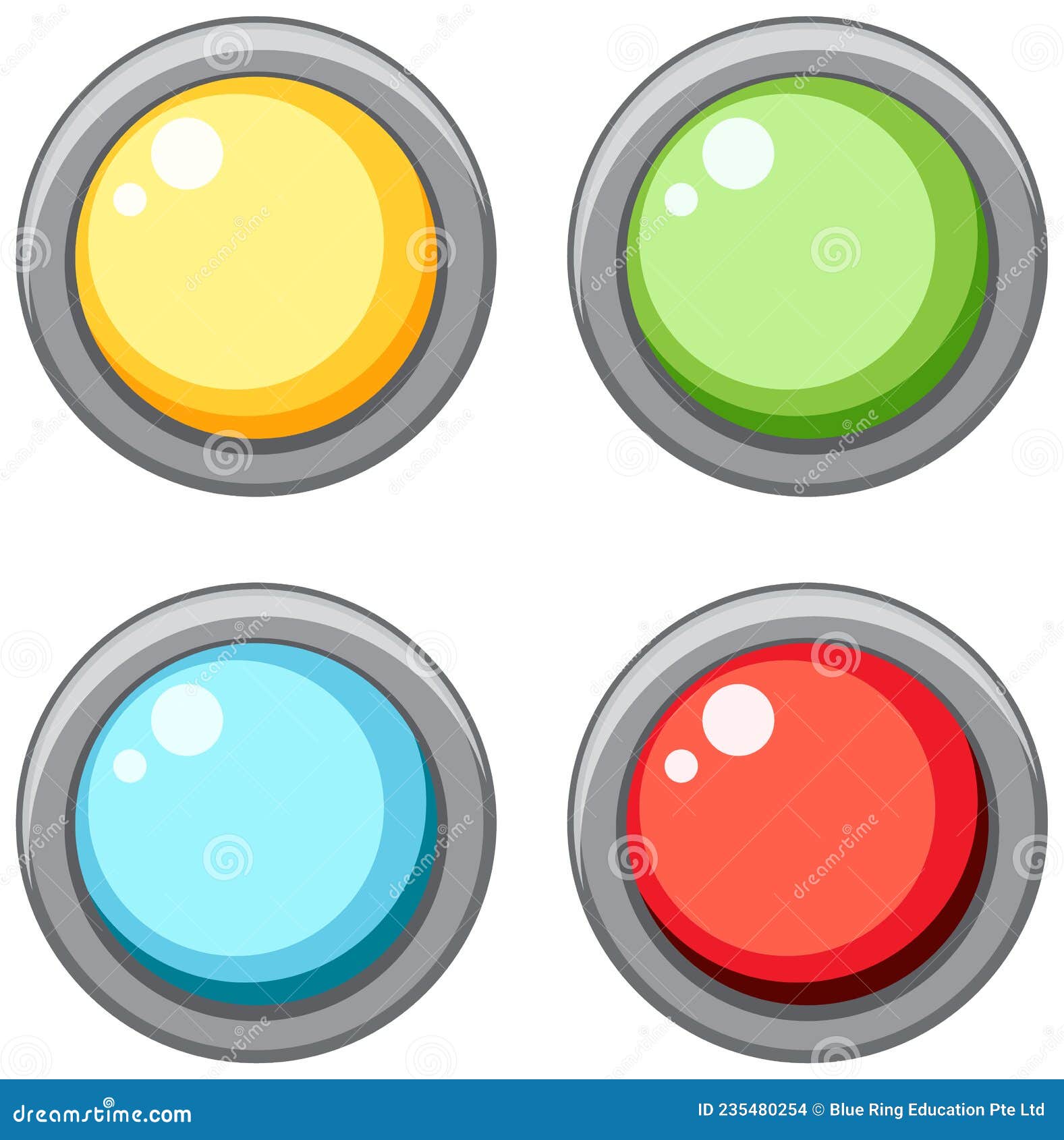 Set of Different Light Button Game Element Stock Vector - Illustration ...
