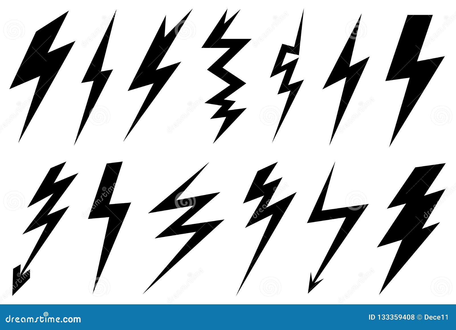 Set of Different Lightning Bolts Stock Vector - Illustration of energy, light: 133359408