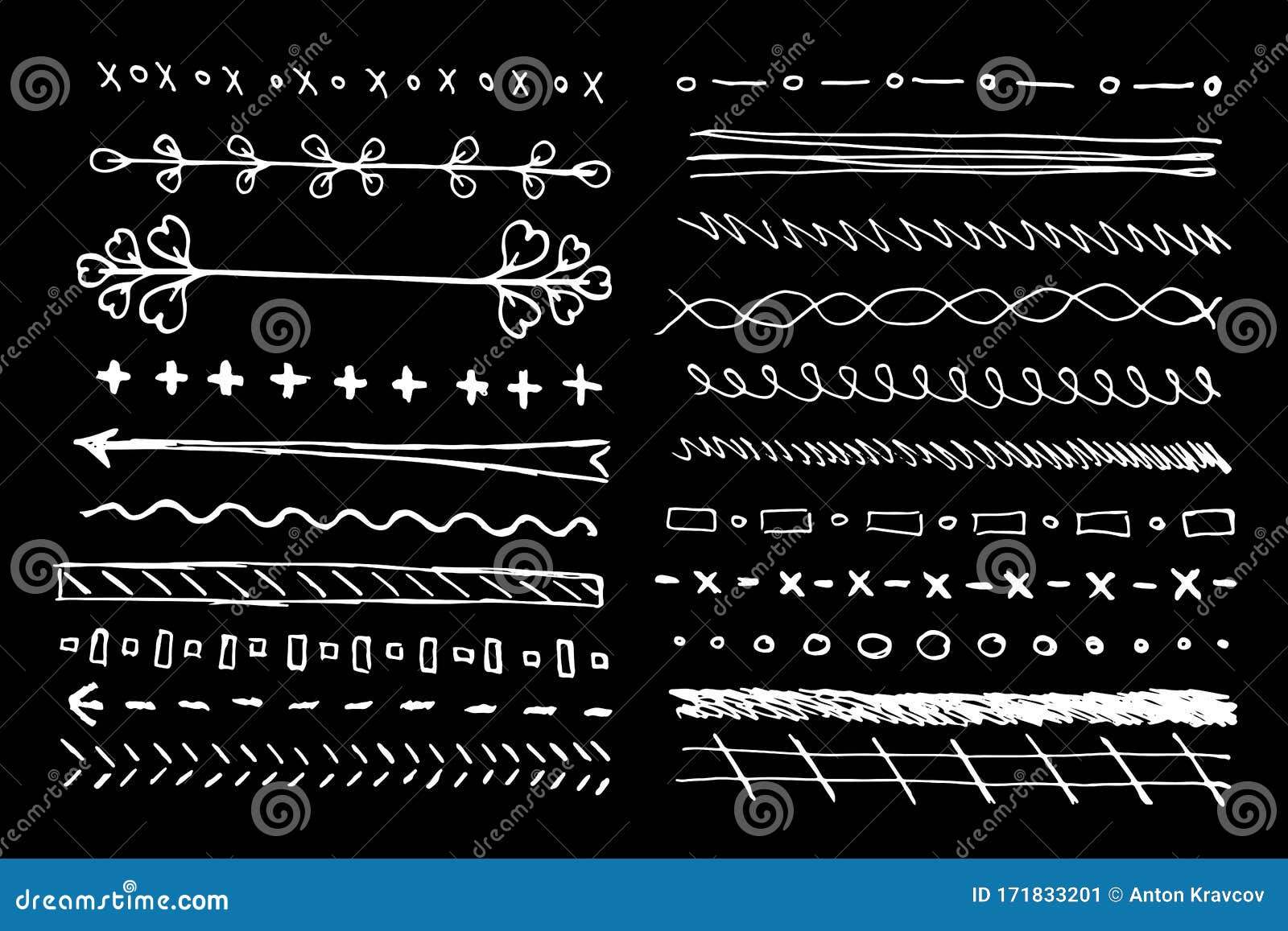 A Set of Different Lines Drawn by Hand Stock Illustration ...