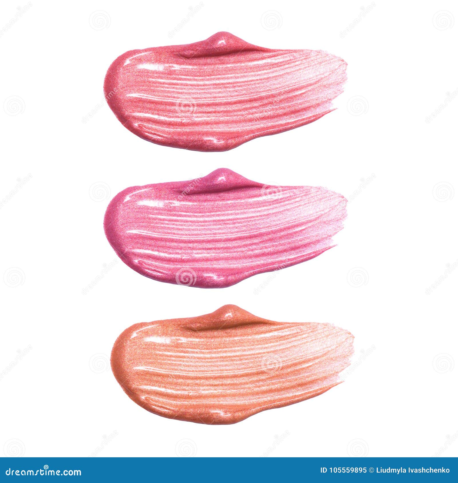 Set of Different Lip Glosses Smear Samples Isolated on White Stock ...
