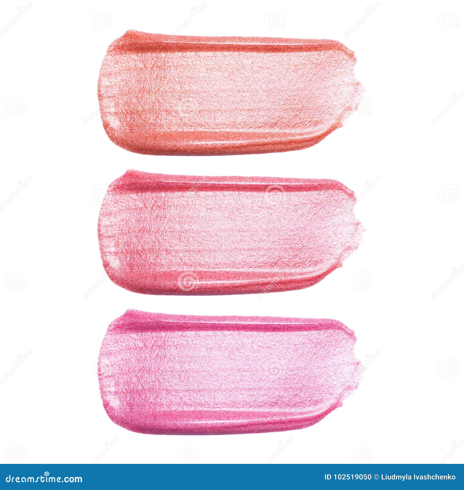 Set of Different Lip Glosses Smear Samples Isolated on White. Stock ...