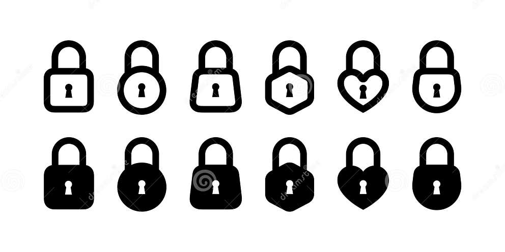 A Set of Different Locks on a White Background Stock Vector ...