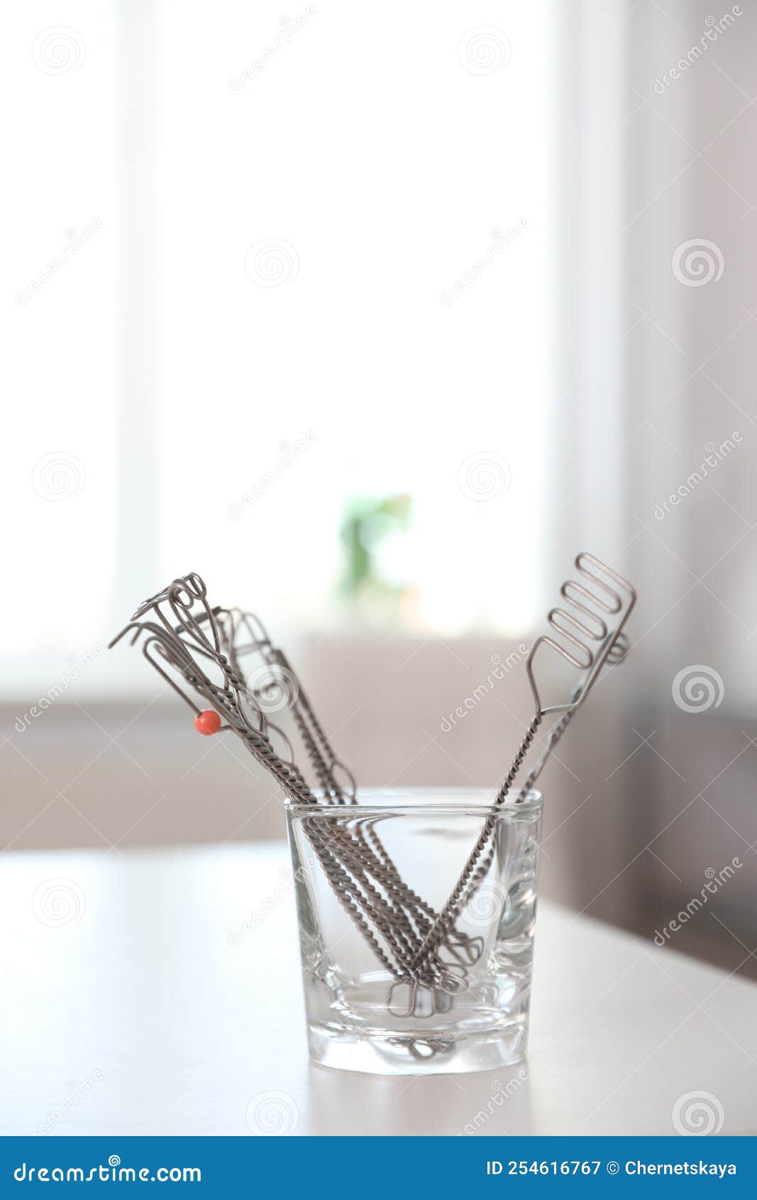 Set of Different Logopedic Probes in Holder on Table. Speech Therapist ...