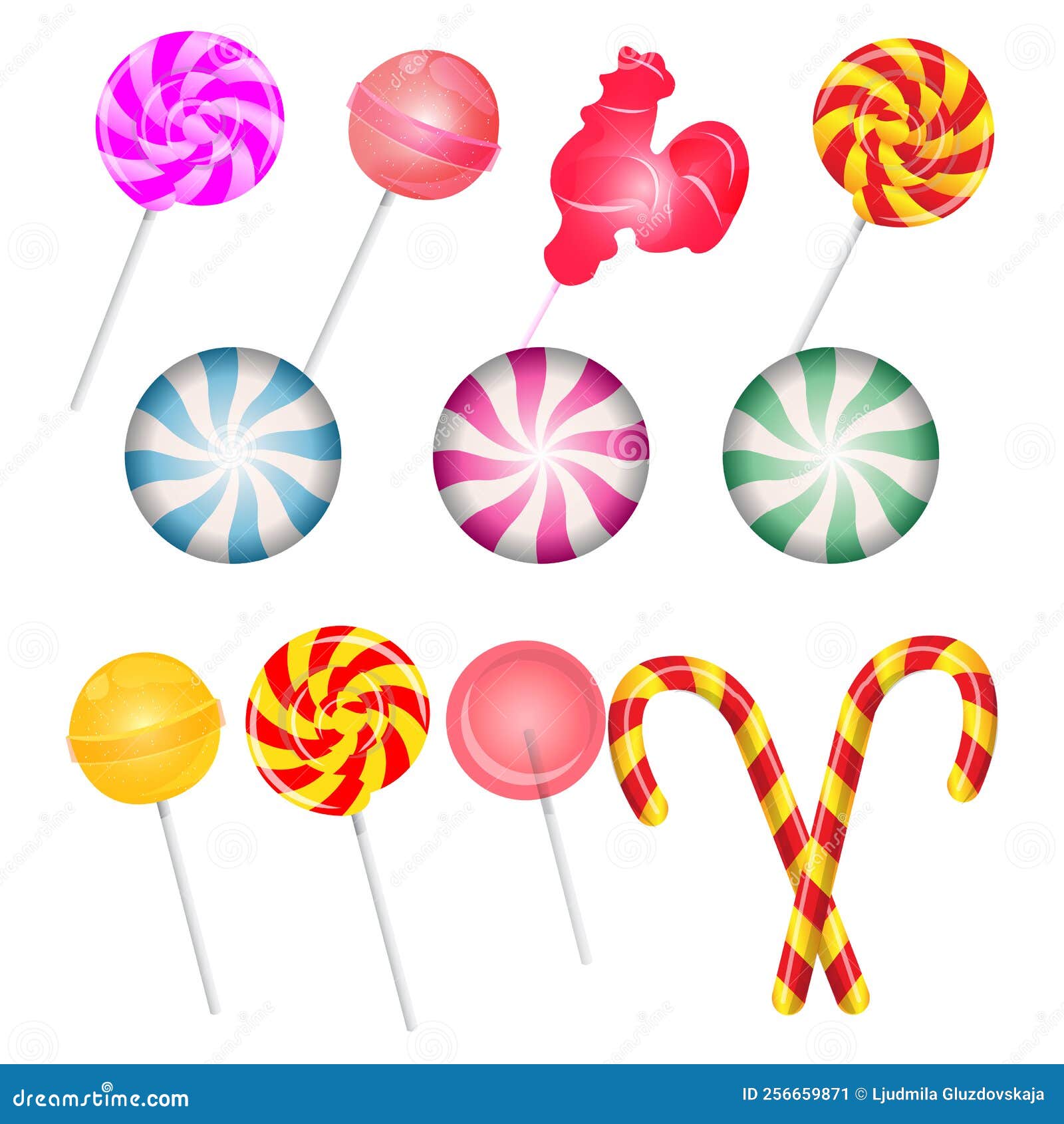 A Set of Different Lollipops, Can Be Used for Leaflets, Postcards ...