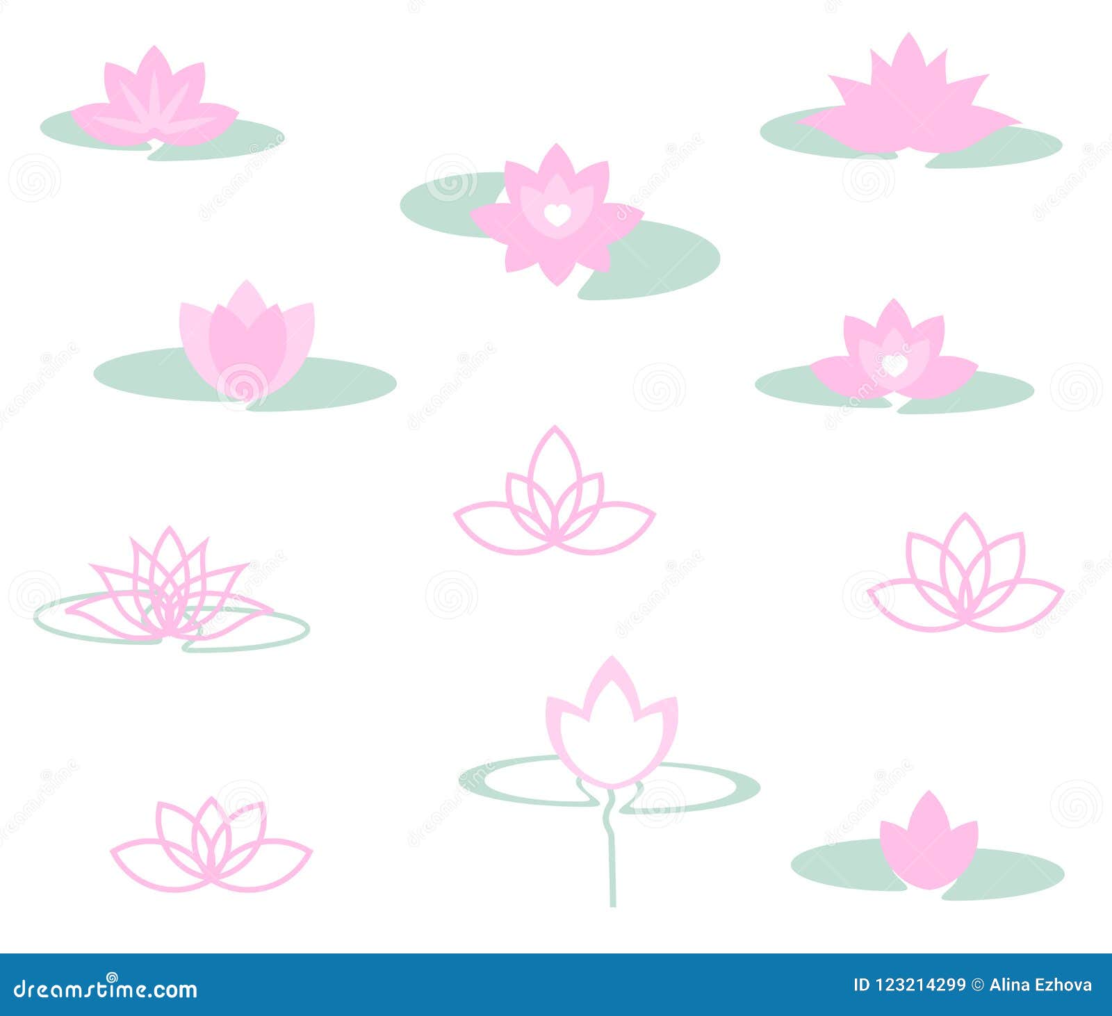 A set of different lotuses stock vector. Illustration of water - 123214299
