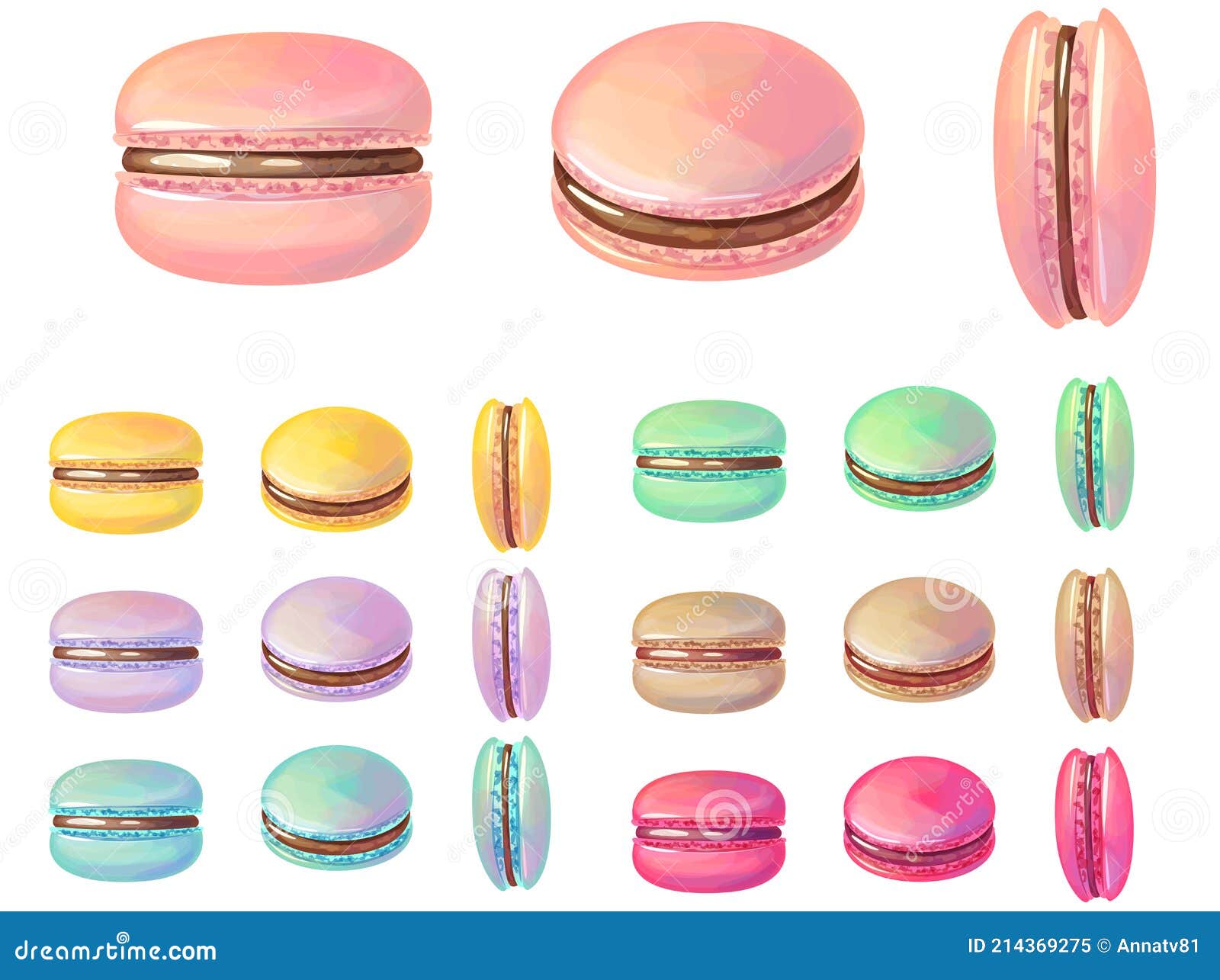 Set with Different Macaroons. Illustration for Restaurant and Cafe Menu ...