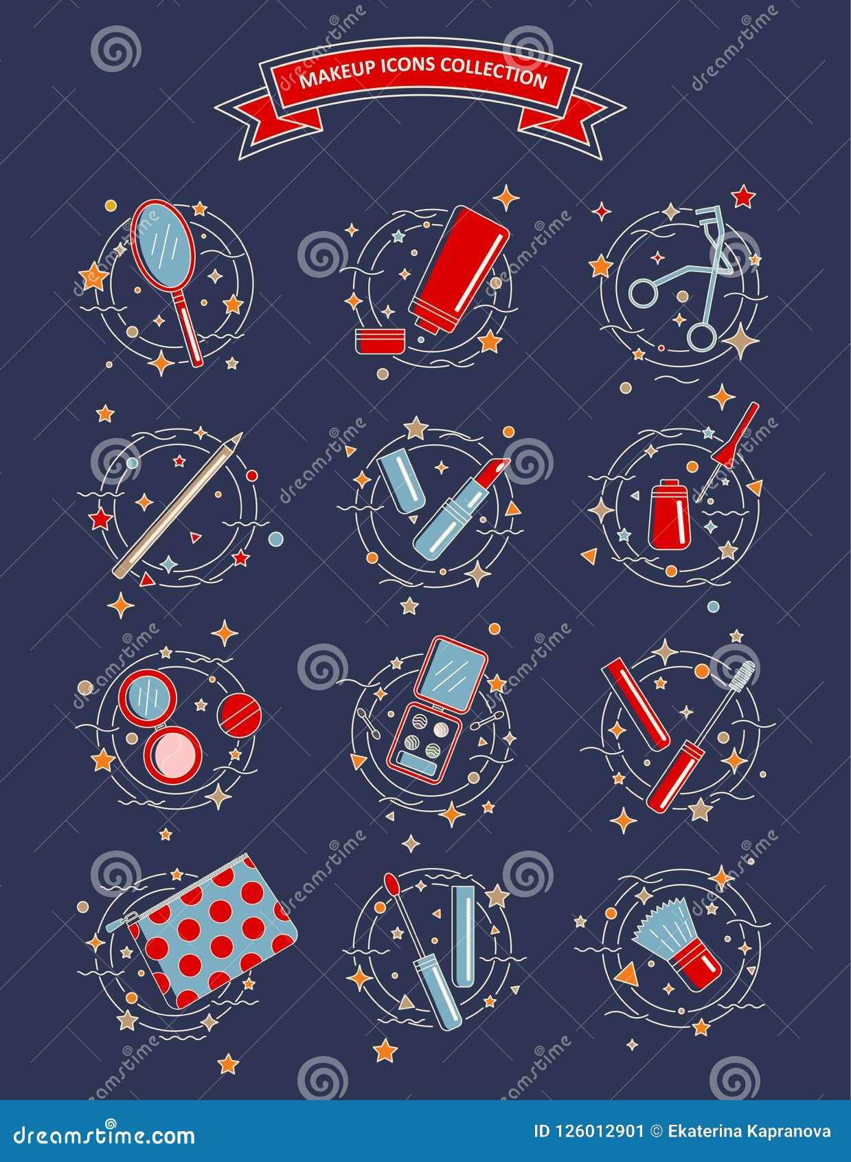 Different Make Up and Cosmetic Elements.Line Art Style Vector Design ...