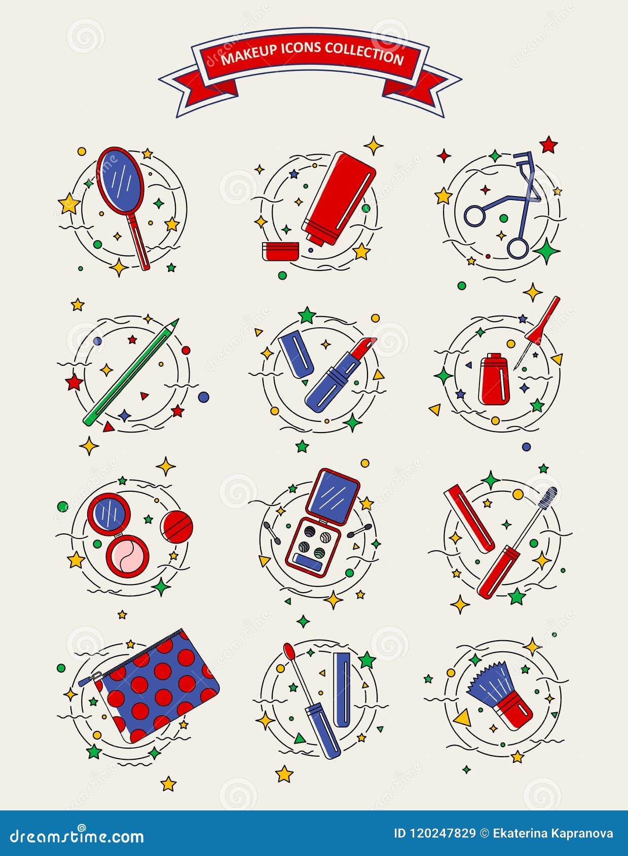 Set of Different Make Up and Cosmetic Tools. Stock Vector ...