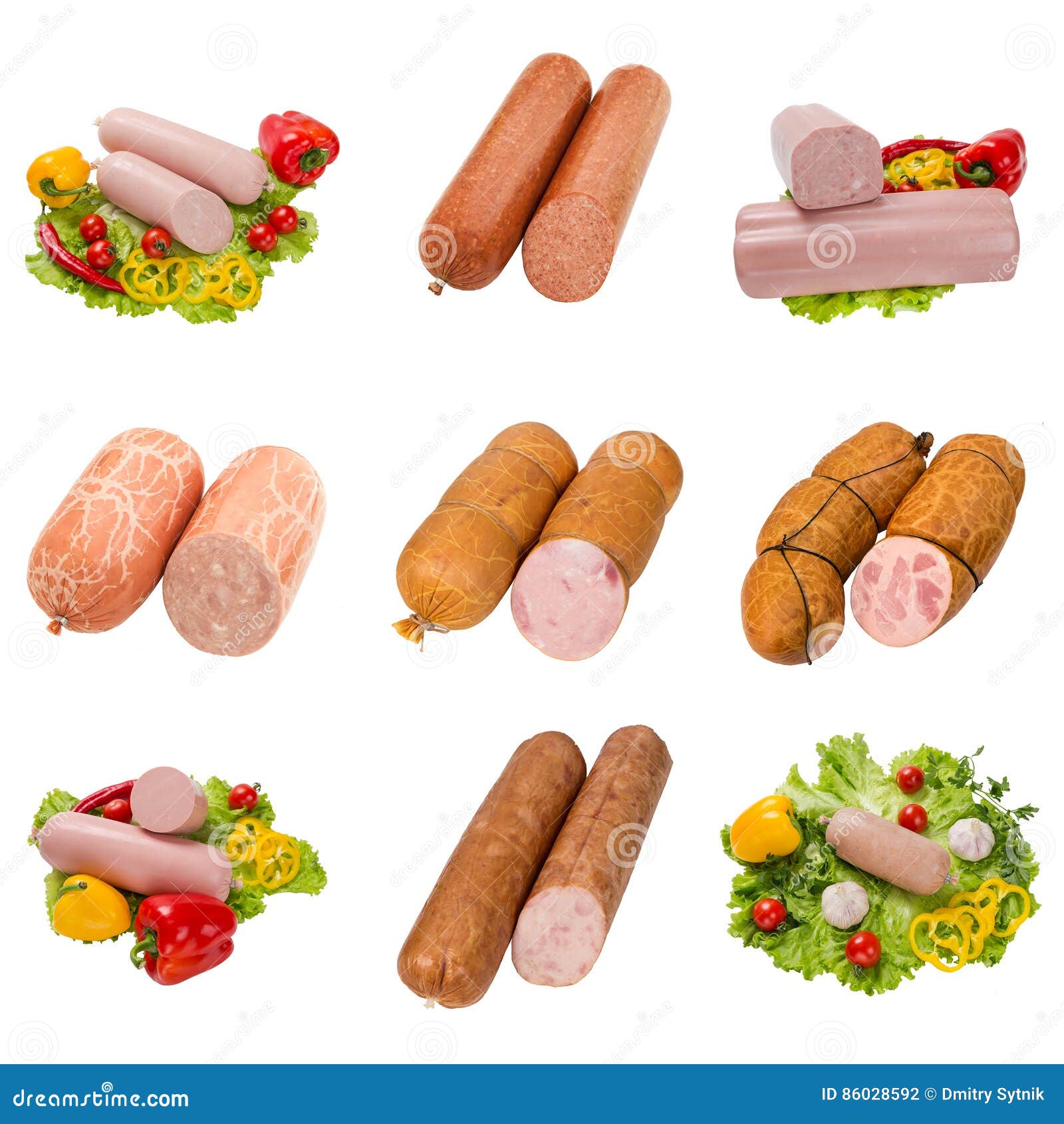 Set of a Different Meat Products Stock Photo - Image of group, long ...
