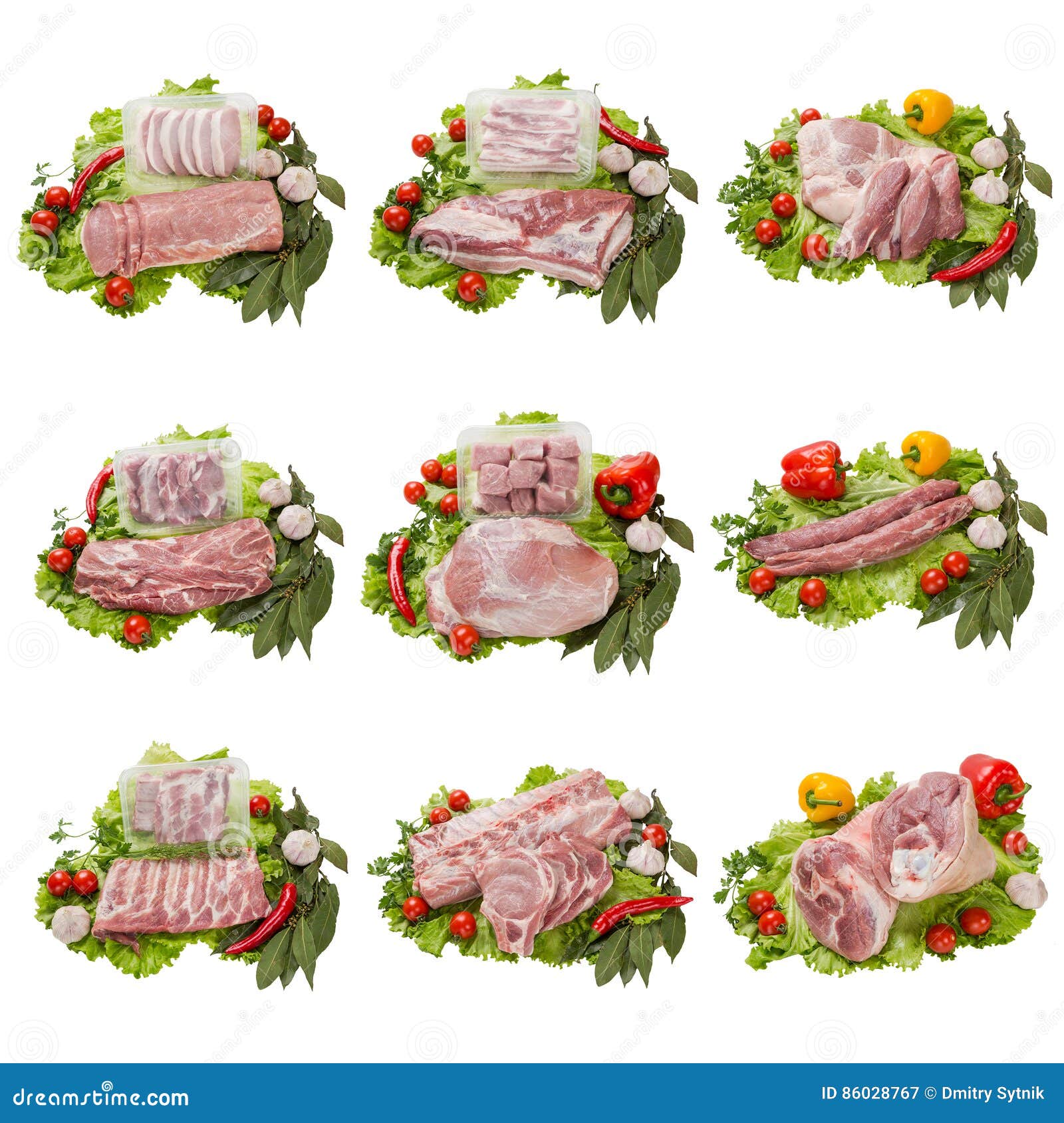 Set of a Different Meat Products Stock Illustration - Illustration of ...