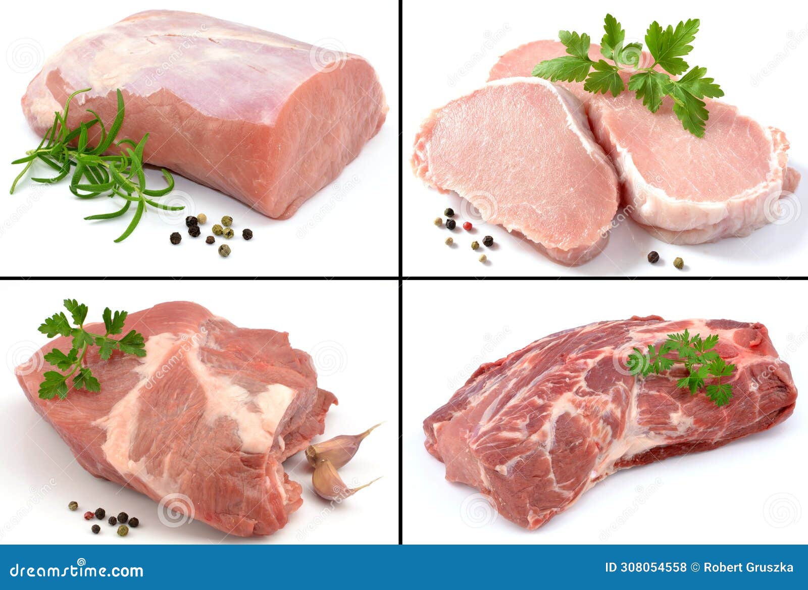 Set of various meats stock photo. Image of fillet, sliced - 308054558
