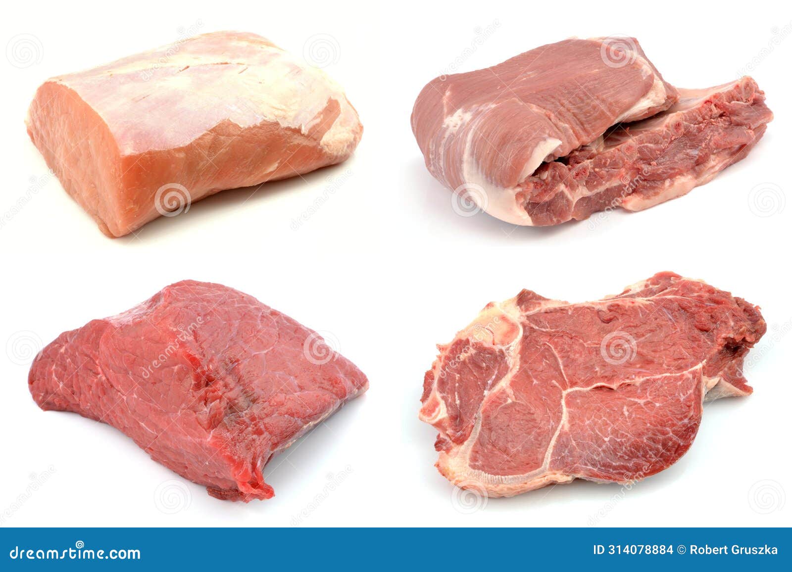 Set of various meats stock photo. Image of pork, isolated - 314078884