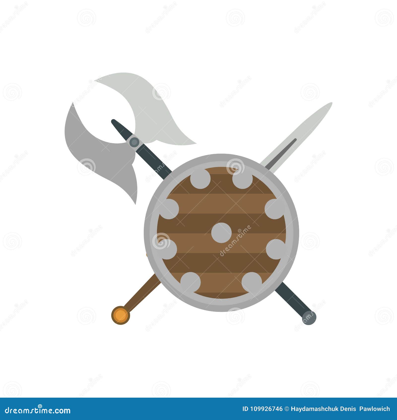 Set of Different Medieval Weapons Vector Flat Illustrations. Stock ...