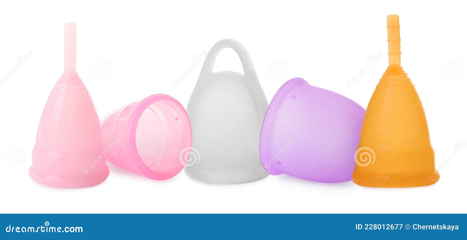 Set with Different Menstrual Cups on White Background. Banner Design ...
