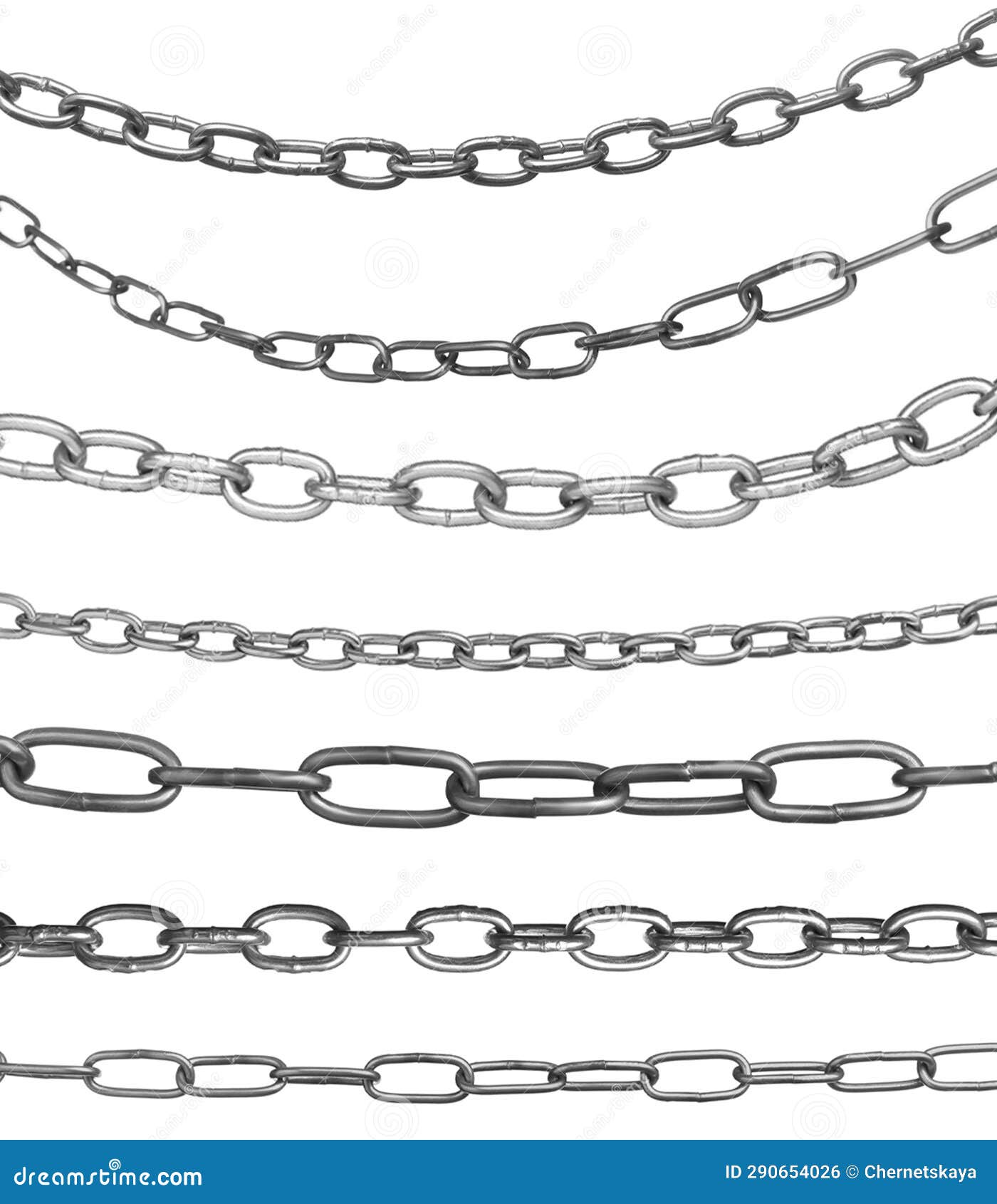 Set with Different Metal Chains Isolated on White Stock Illustration ...
