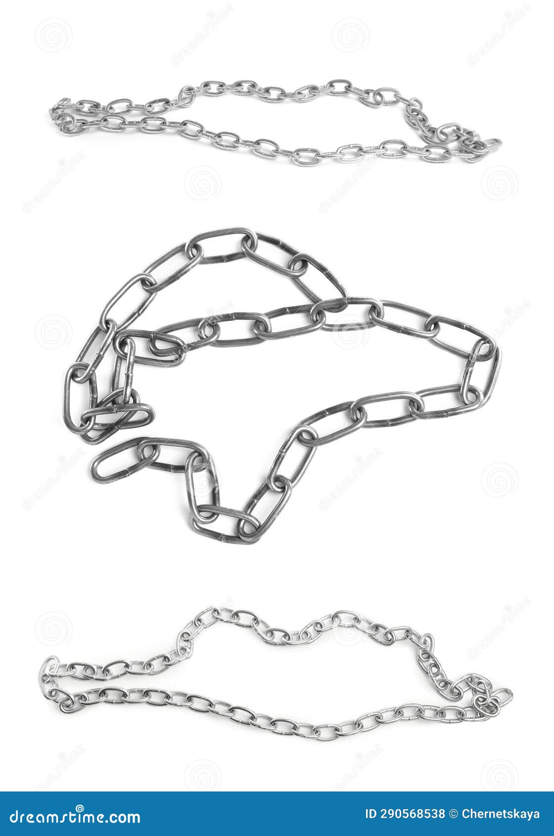 Set with Different Metal Chains Isolated on White Stock Illustration ...