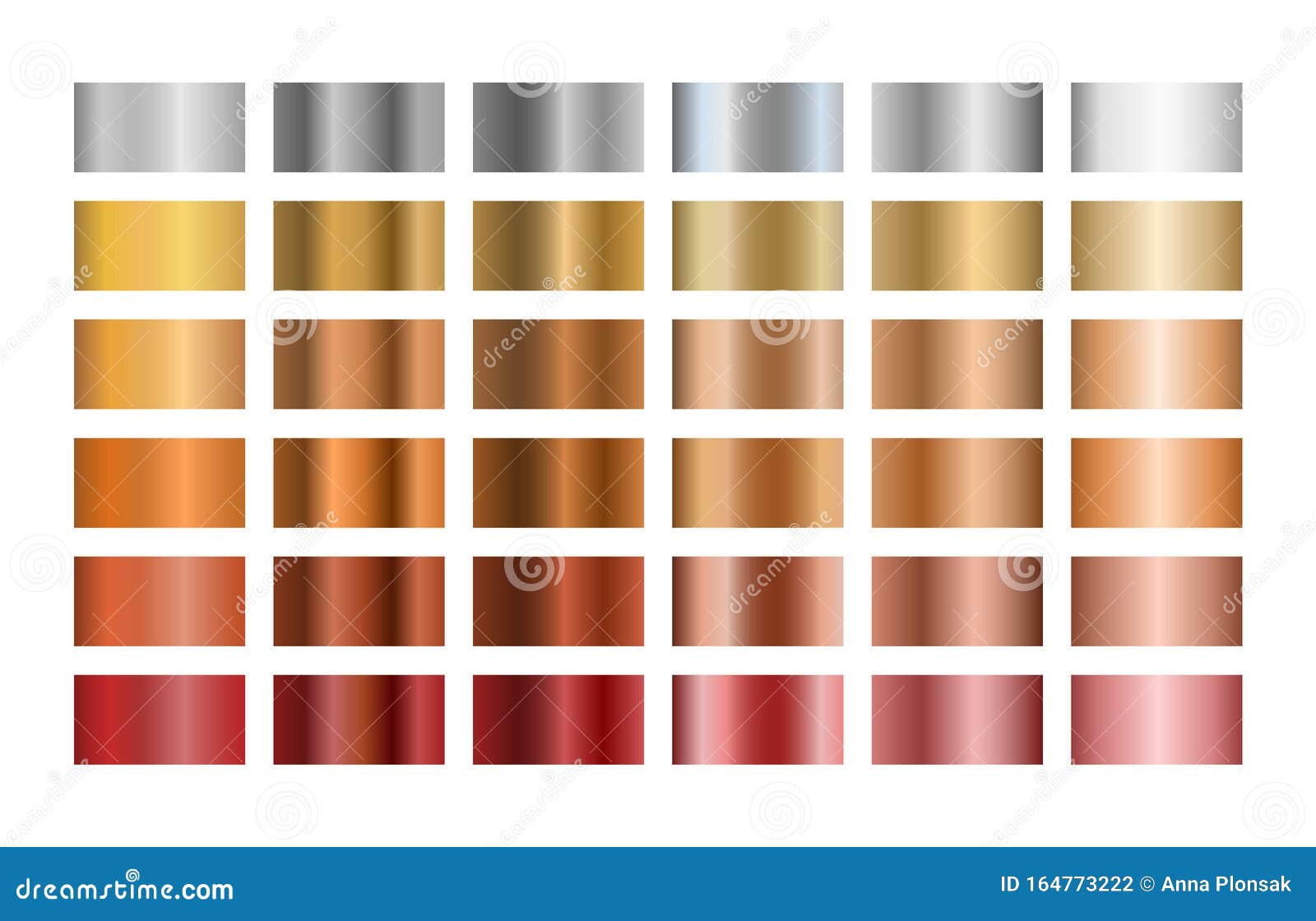 Set of Different Metal Gradients. Vector Illustration Stock ...