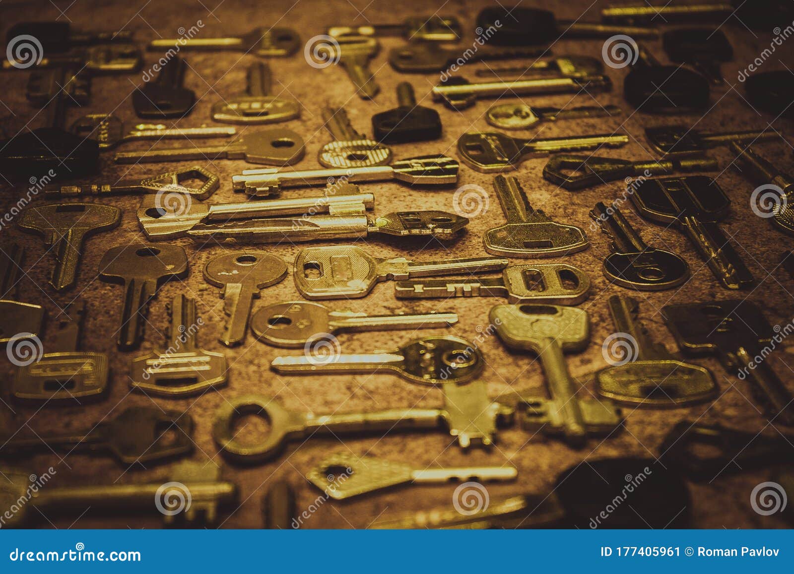 A Set of Different Metal Keys from Secret Locks Stock Image - Image of ...