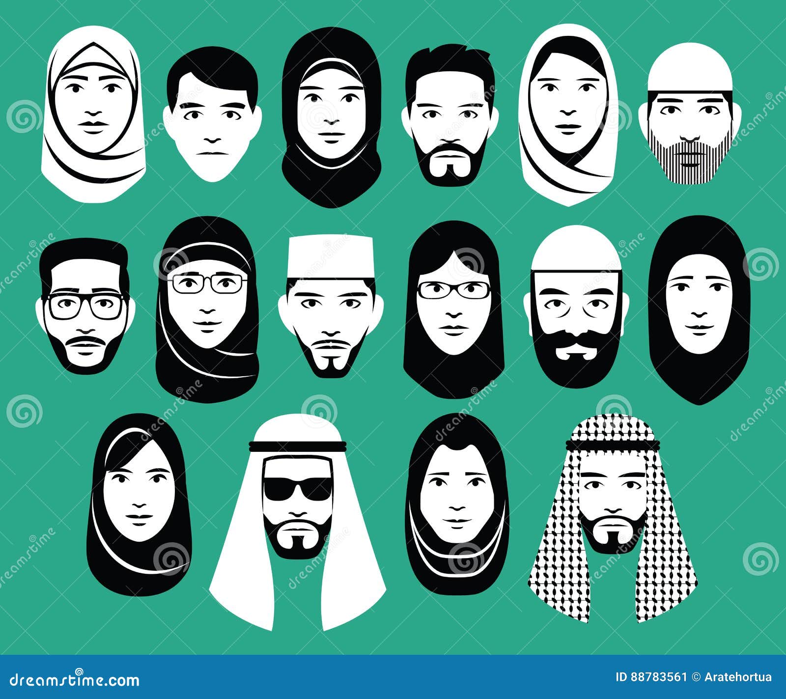 Set of Different Middle Eastern People Stock Illustration ...