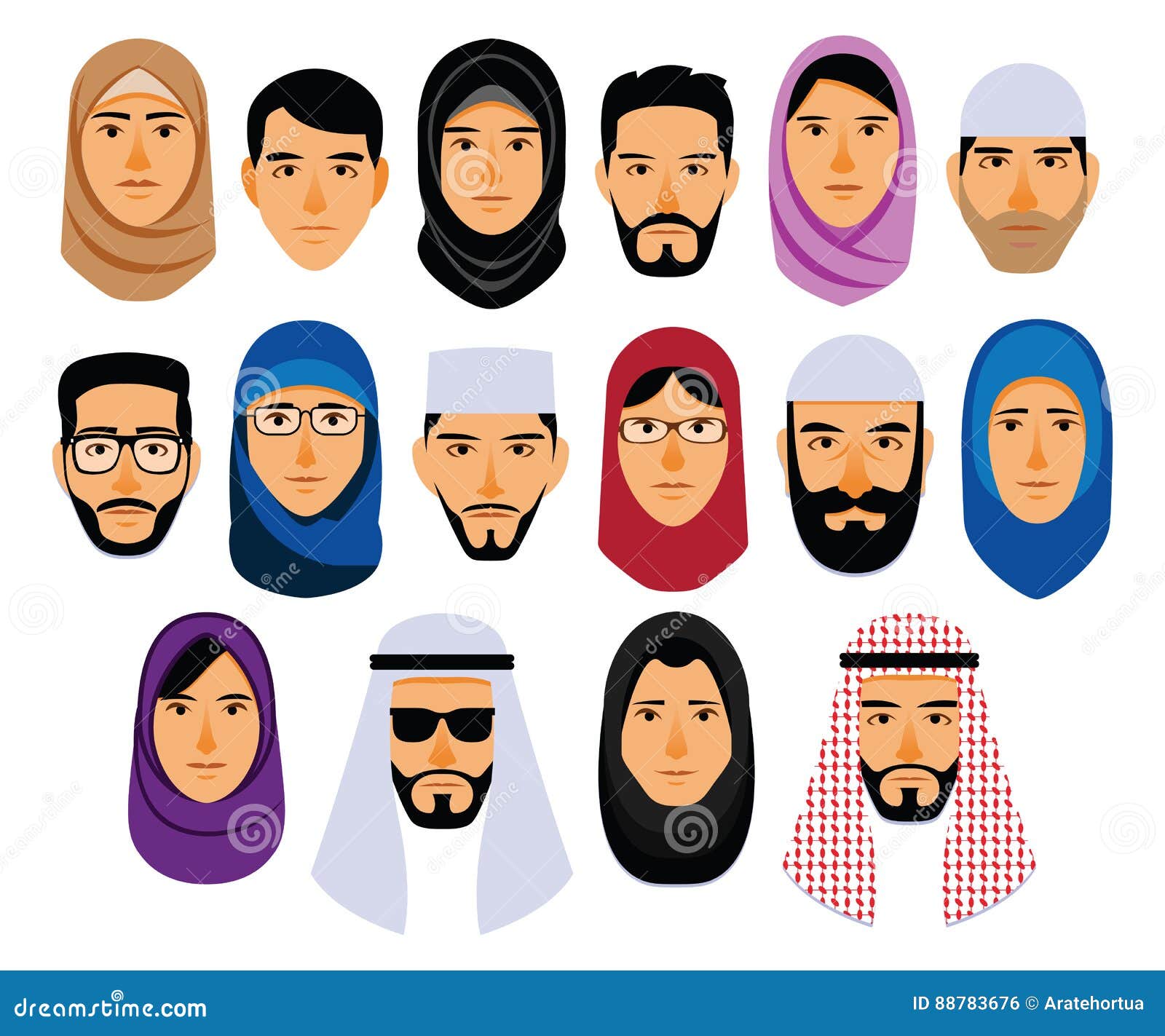 Set of Different Middle Eastern People Stock Illustration ...
