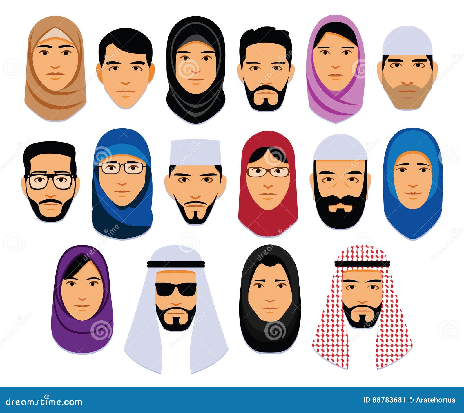 Set of Different Middle Eastern People Stock Illustration ...
