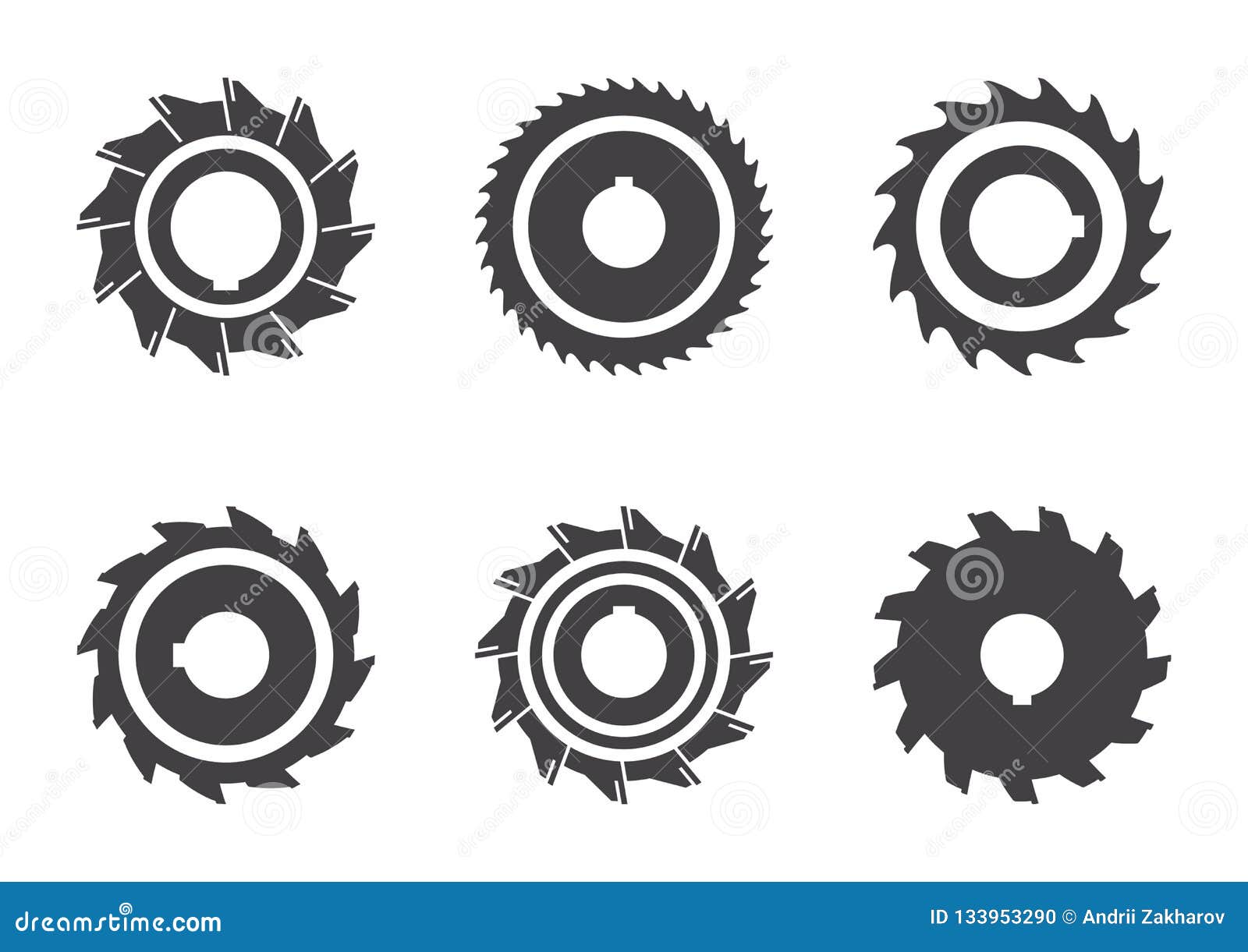 Set of Different Milling Cutter Icons Stock Vector - Illustration of ...