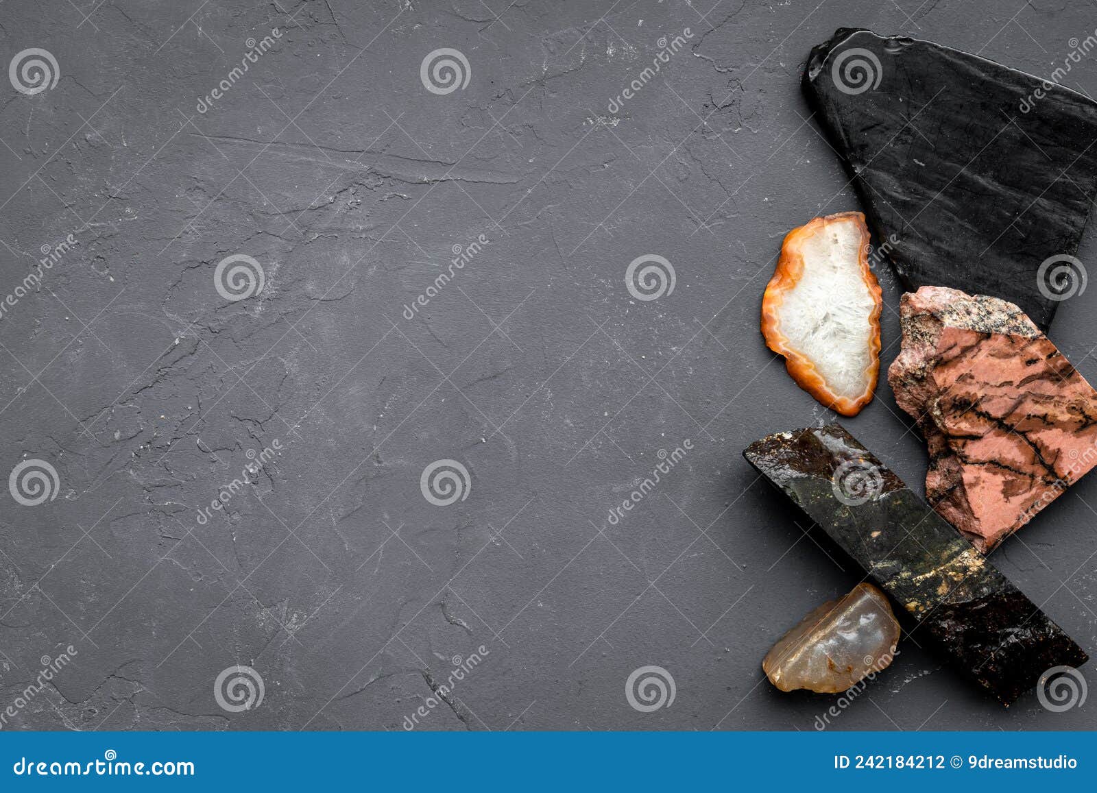 Set of Different Mineral Stones. Natural Rocks Top View Stock Photo ...