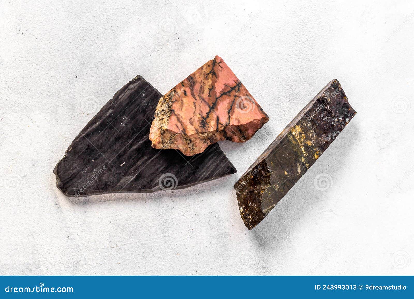 Set of Different Mineral Stones. Natural Rocks Top View Stock Image ...
