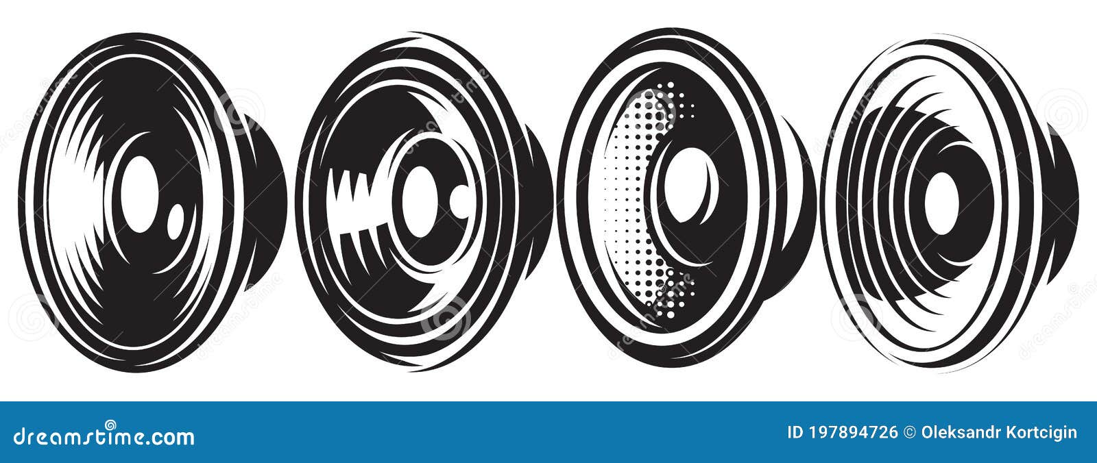 A Set Of Different Monochrome Speakers Vector Illustration Stock