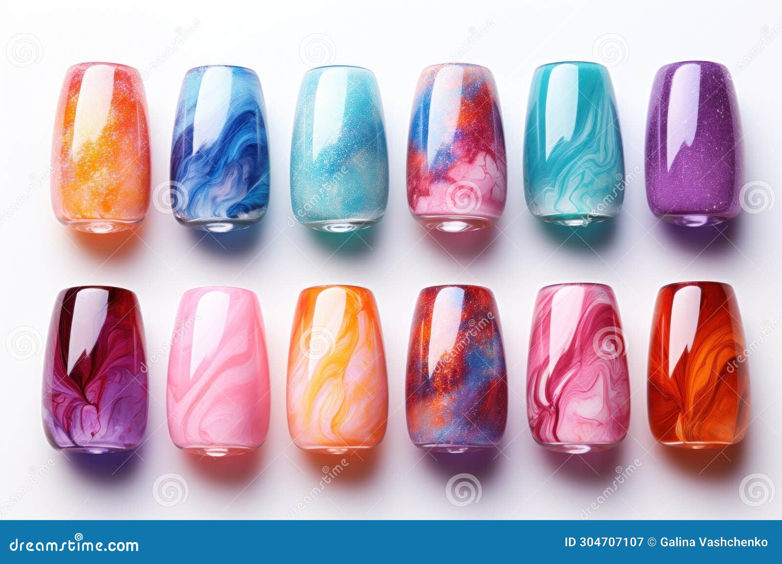 Set of Different Multi-colored Nail Polish Samples, Examples of ...