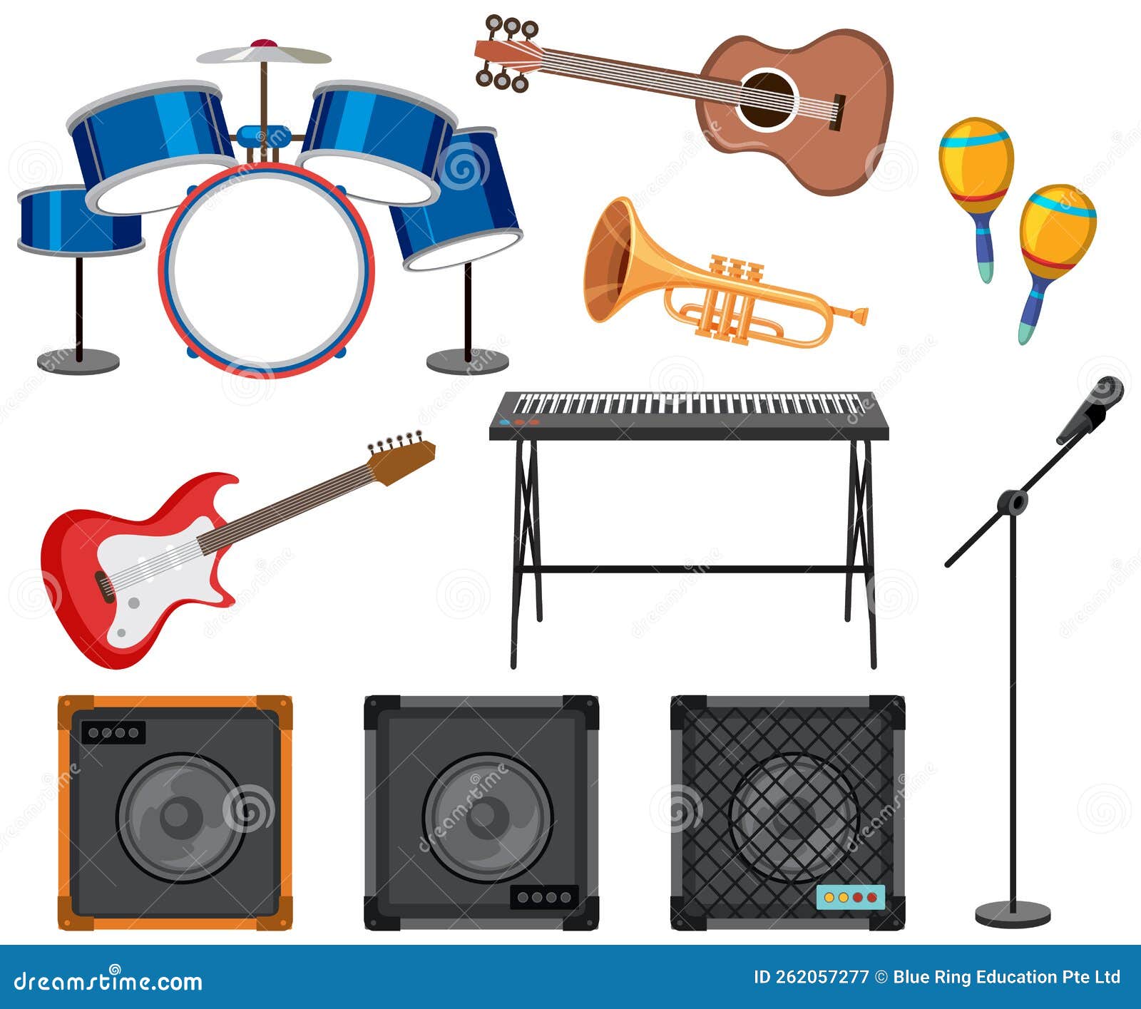 Set of Different Musical Instrument Stock Vector - Illustration of ...