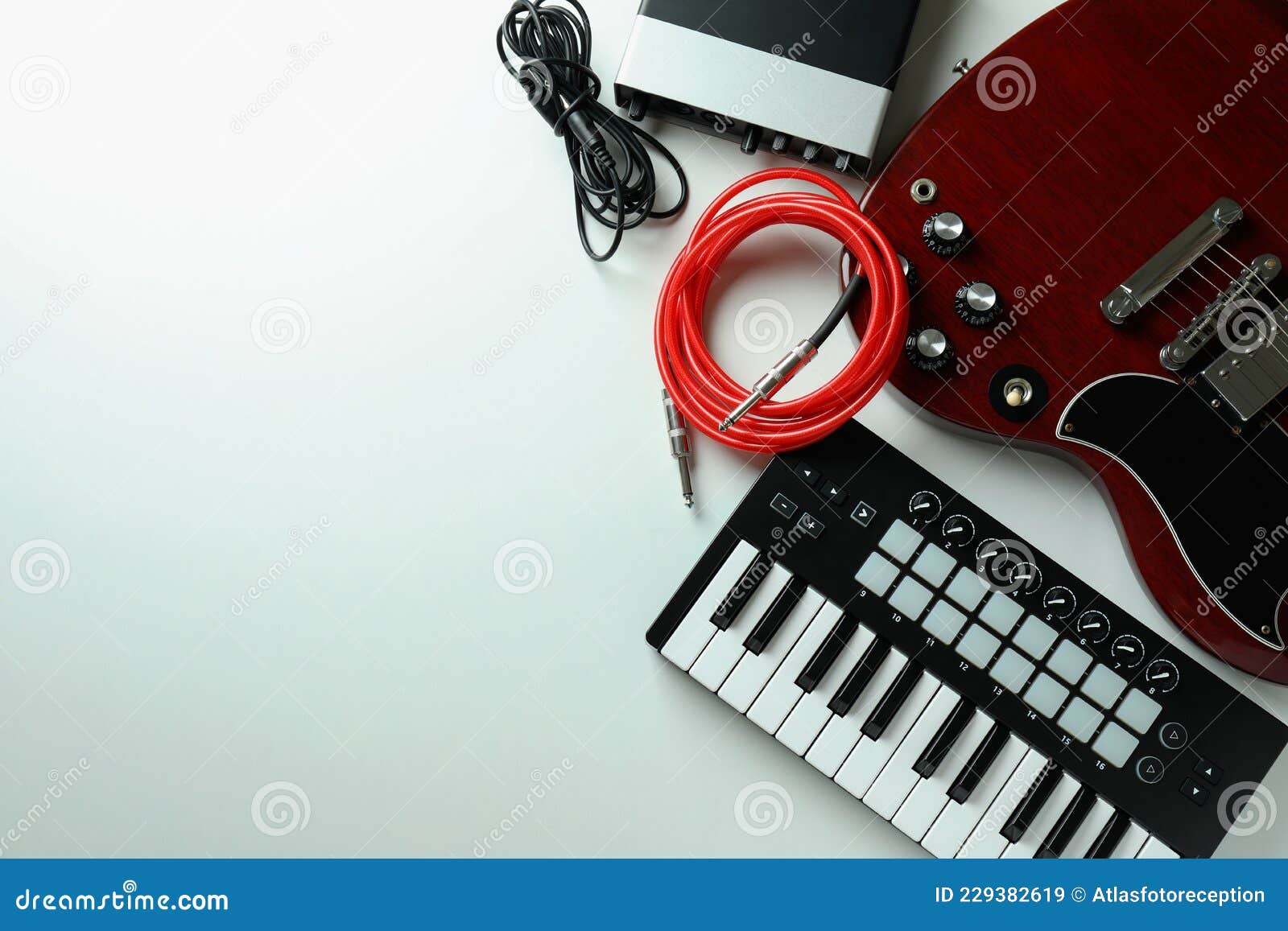 Set of Different Musical Instruments on White Background Stock Image ...