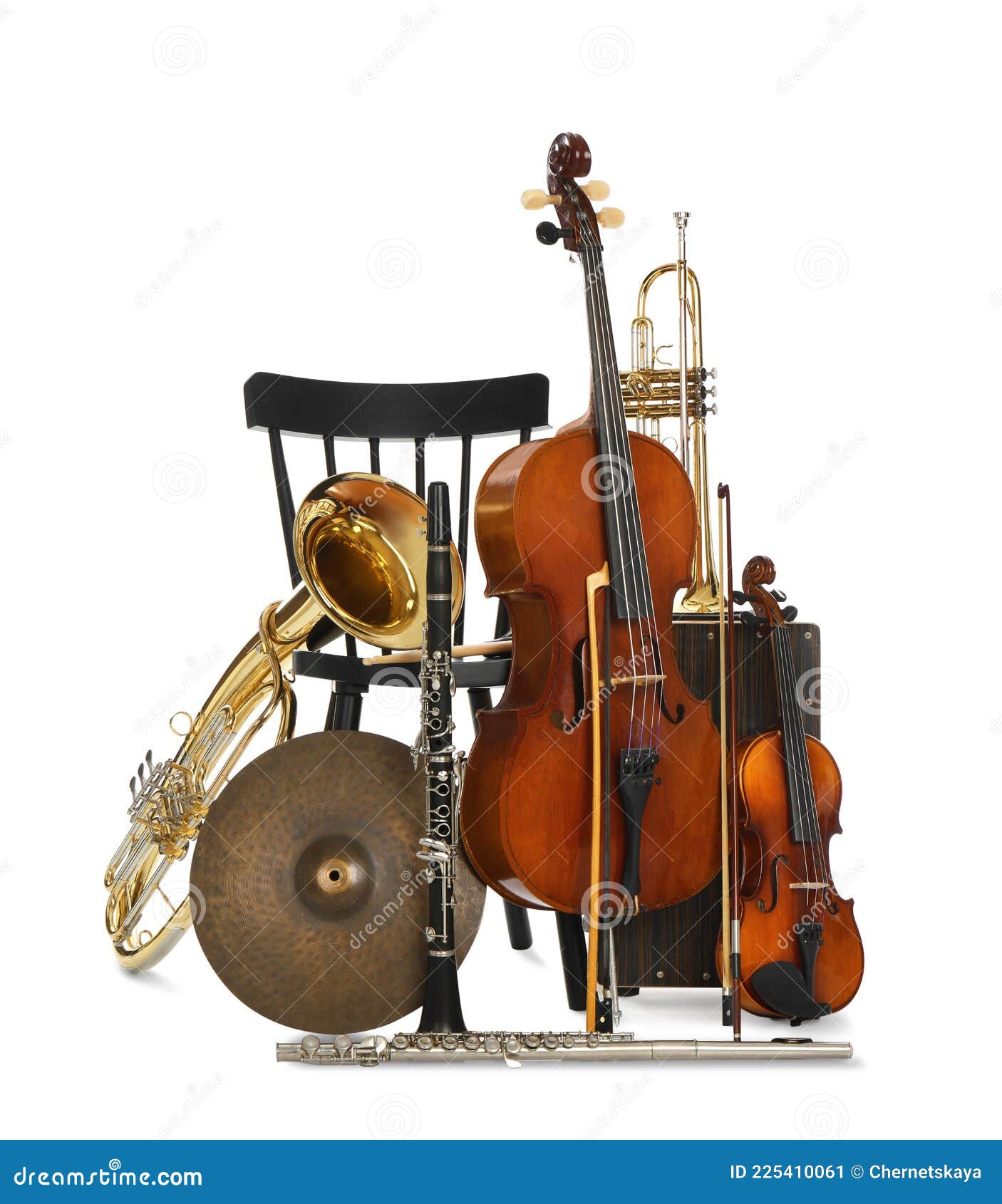 Set of Different Musical Instruments on White Background Stock Image ...