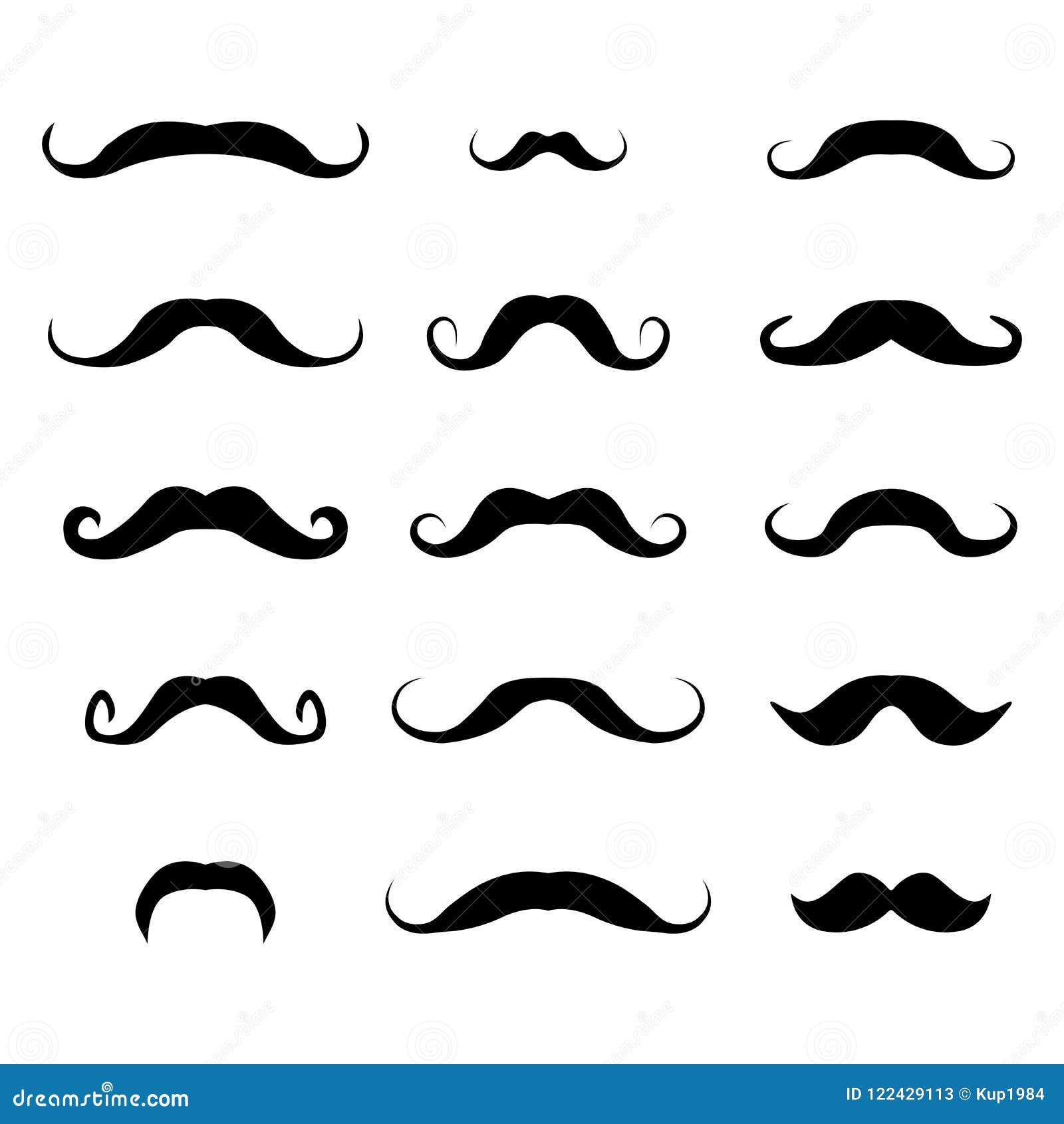 Set of Different Mustaches, Vector Illustration. Stock Vector ...