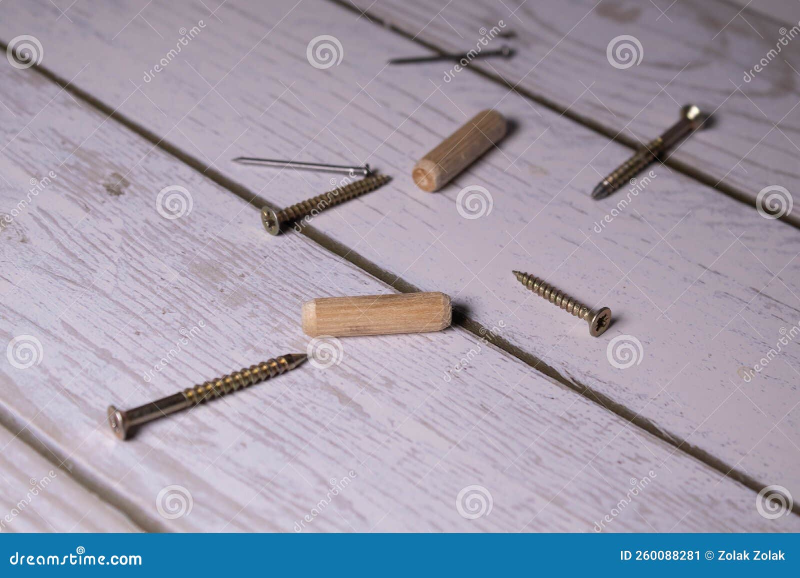 Set of Different Nails, Screws, Nuts, Bolts, Isolated on White ...