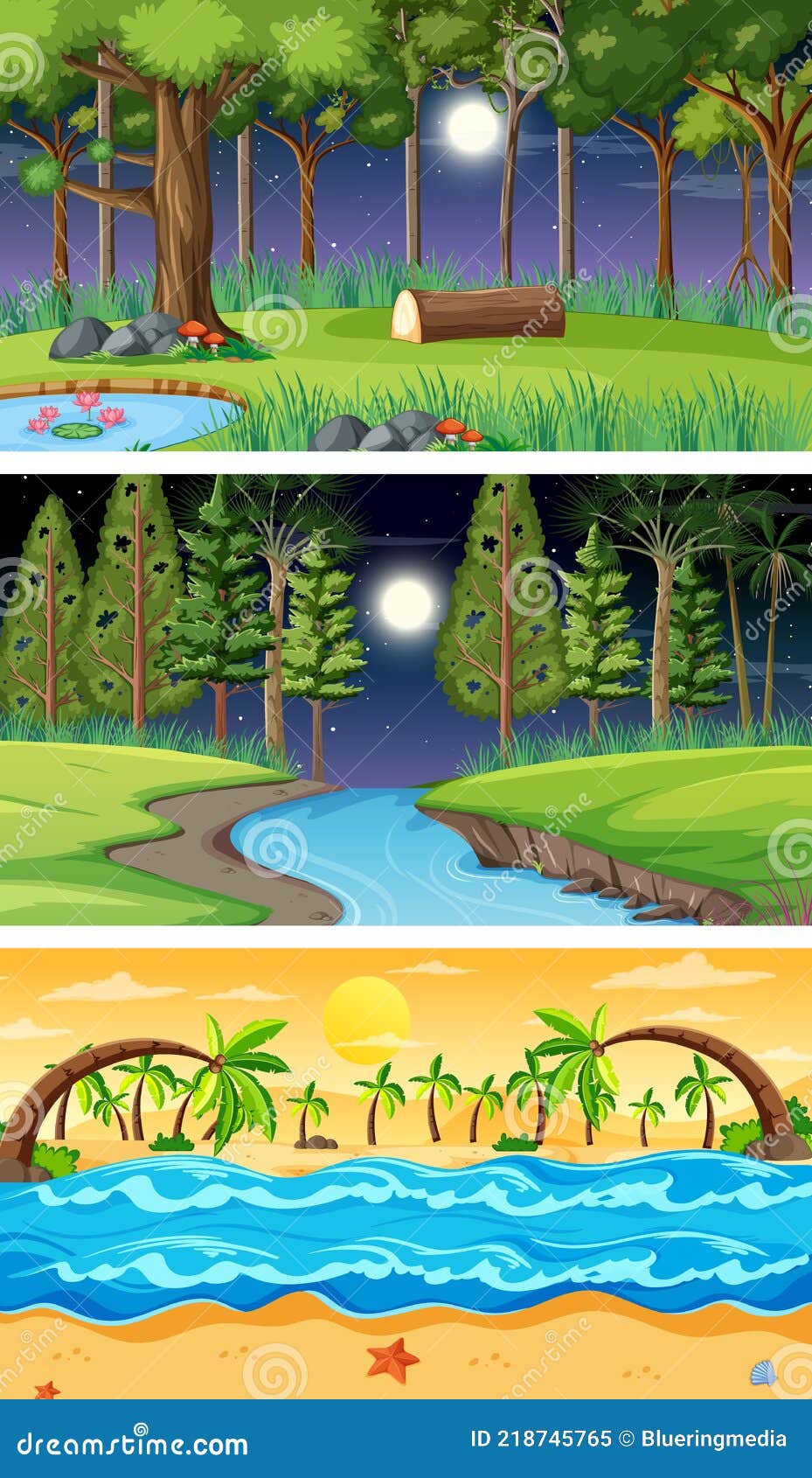 Set of Different Nature Horizontal Scenes Stock Image - Image of ...