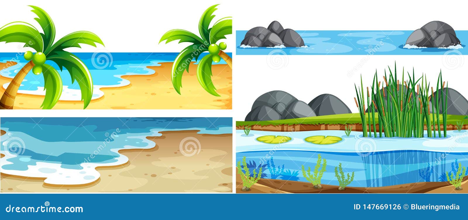 Set of Different Nature Scenes Stock Vector - Illustration of outdoors ...