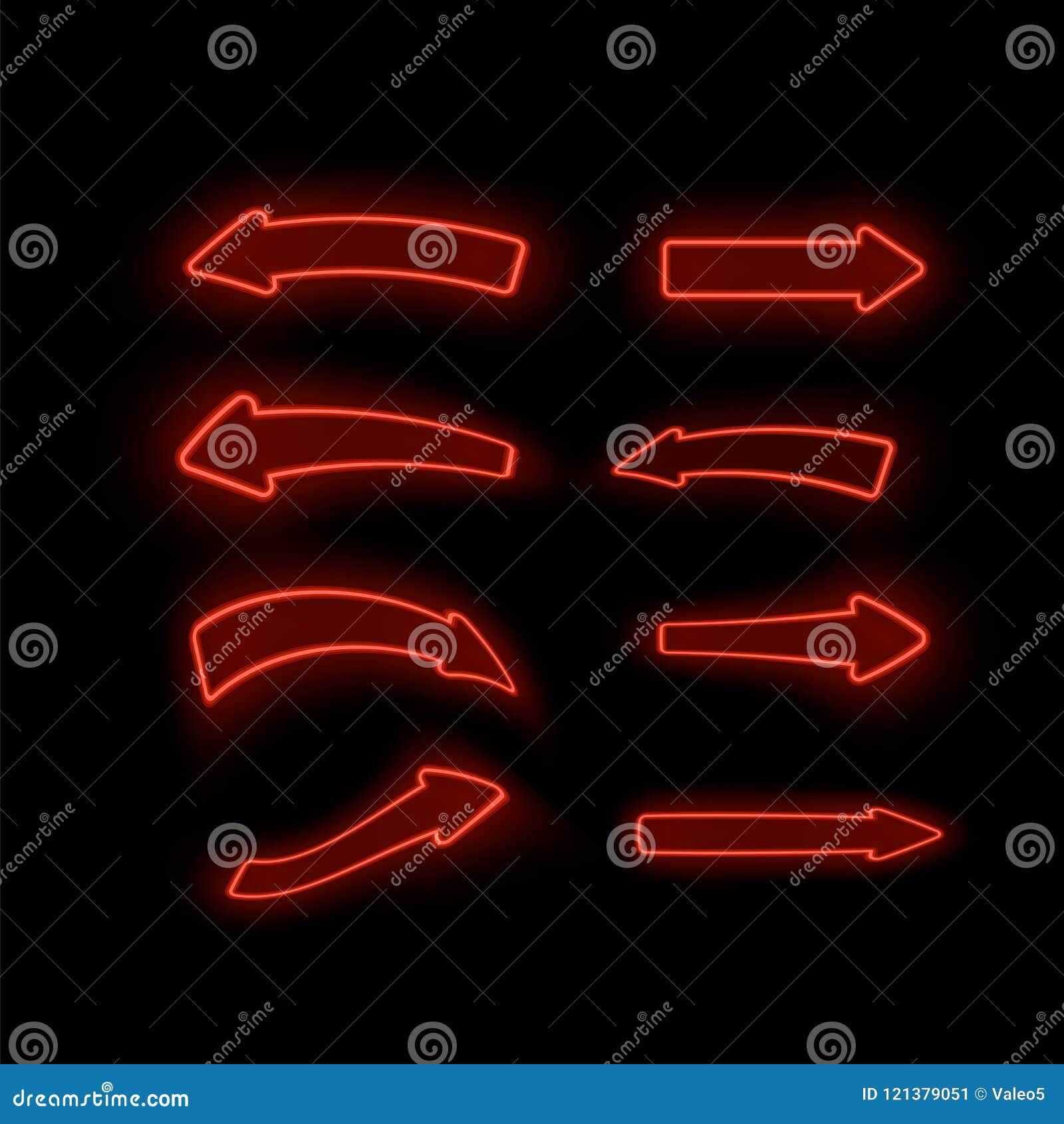 Set of Different Neon Red Arrows Stock Vector - Illustration of cursor ...