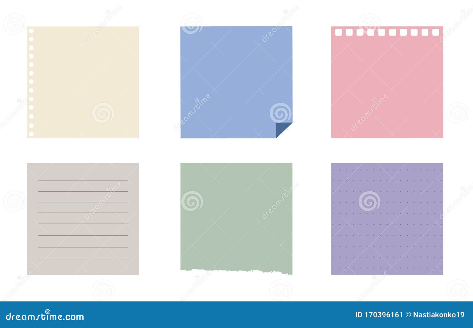 Set Of Different Note Papers On Isolated Background. Stock Vector ...