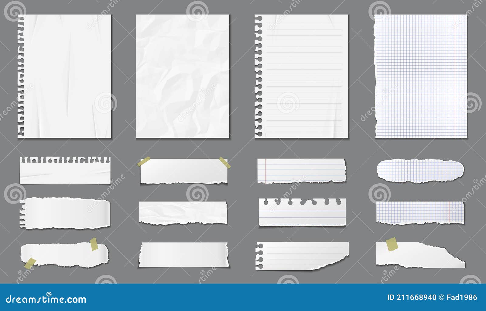 Pieces Of Torn Paper.Set Of Different Notebook Paper. School Sheets ...