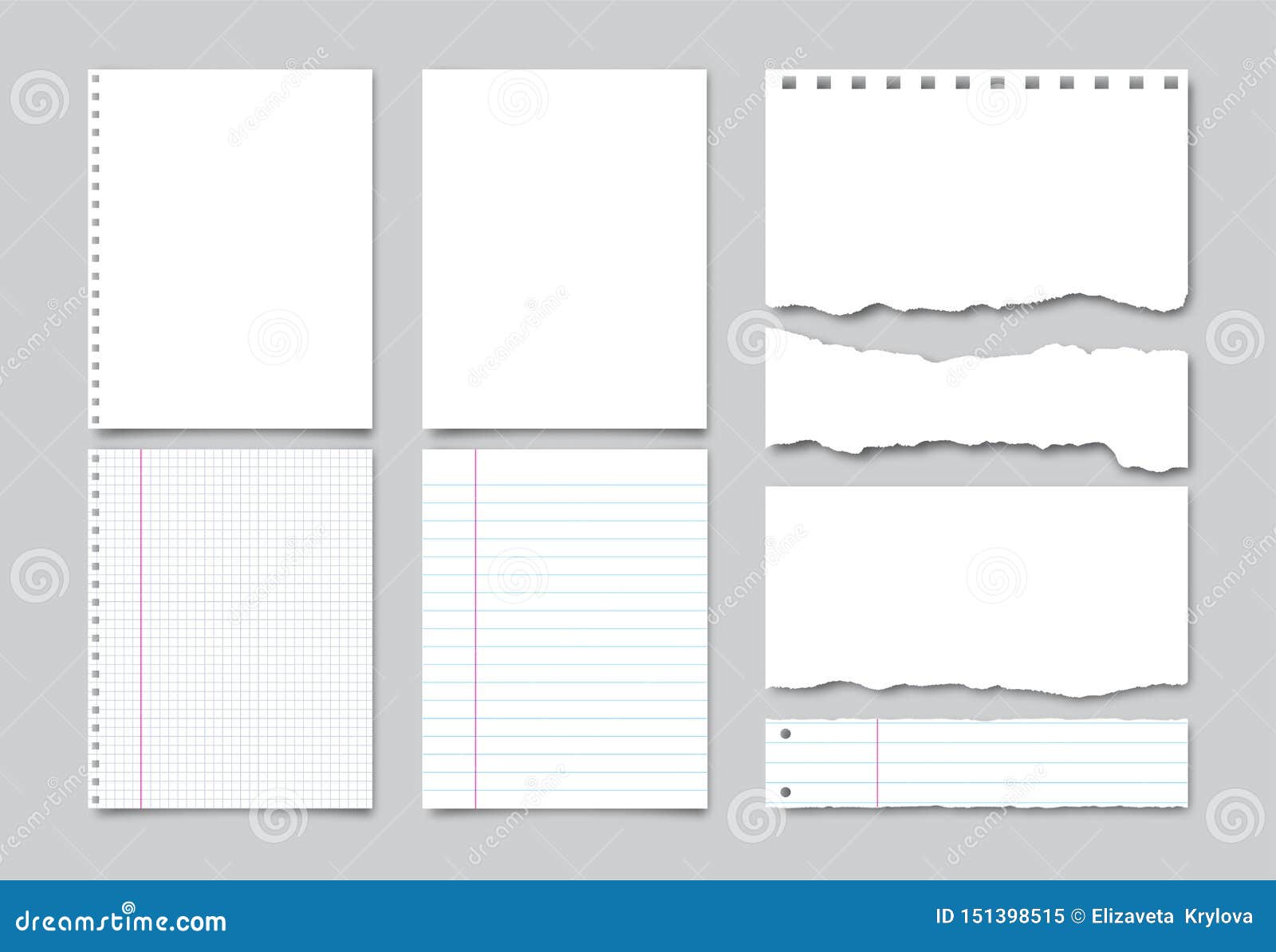 Pieces Of Ripped Brown Blank Note, Notebook Paper Strips Stuck On Gray ...