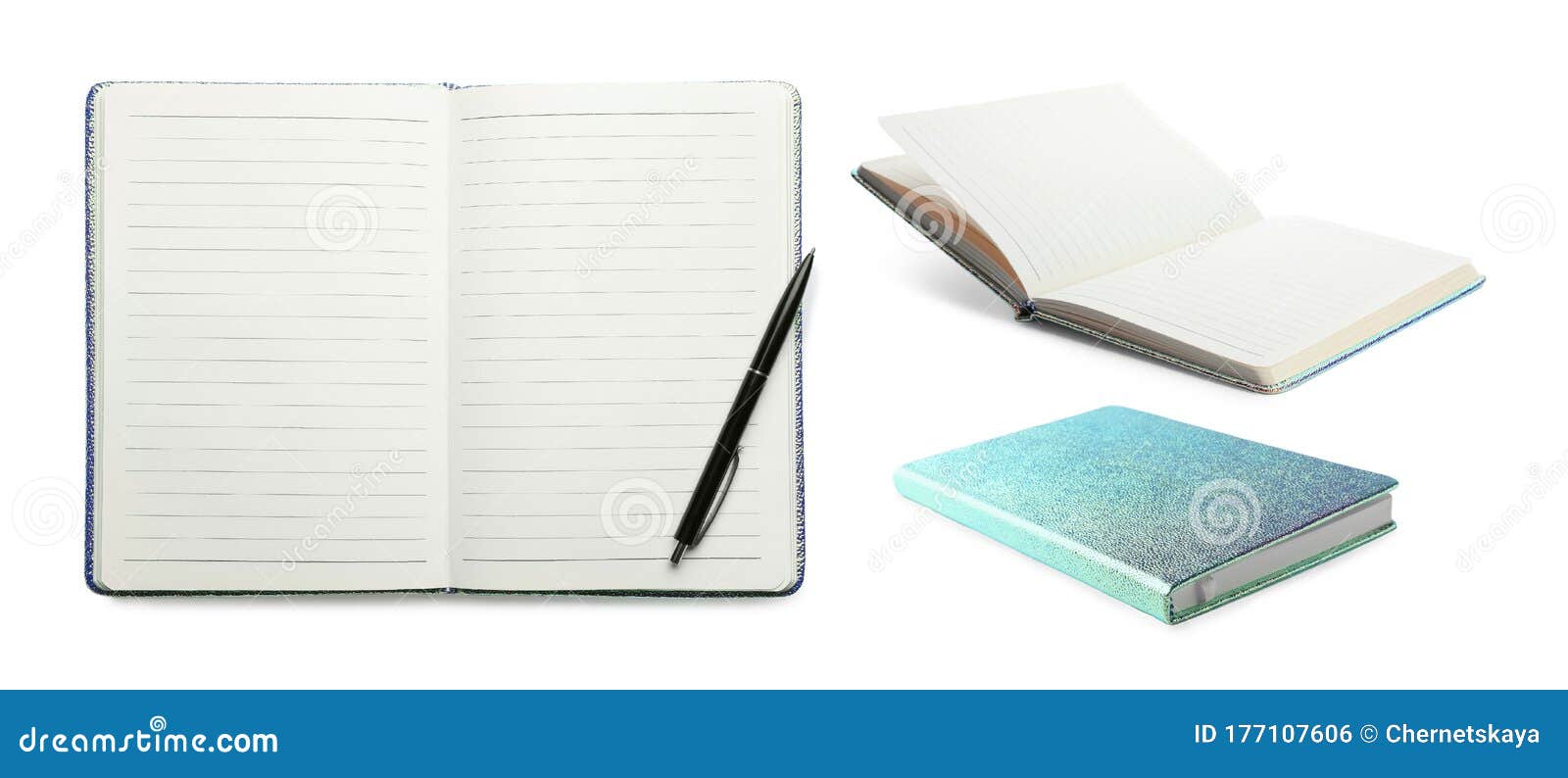 Set of Different Notebooks on Background. Banner Design Stock Photo ...
