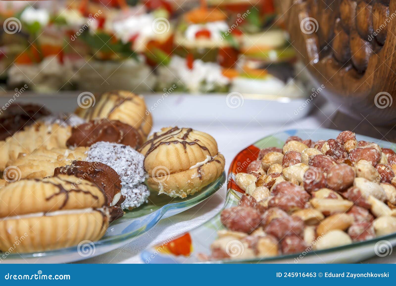 Set of Different Nuts and Sweets on a Table. Catering Food Party Stock ...
