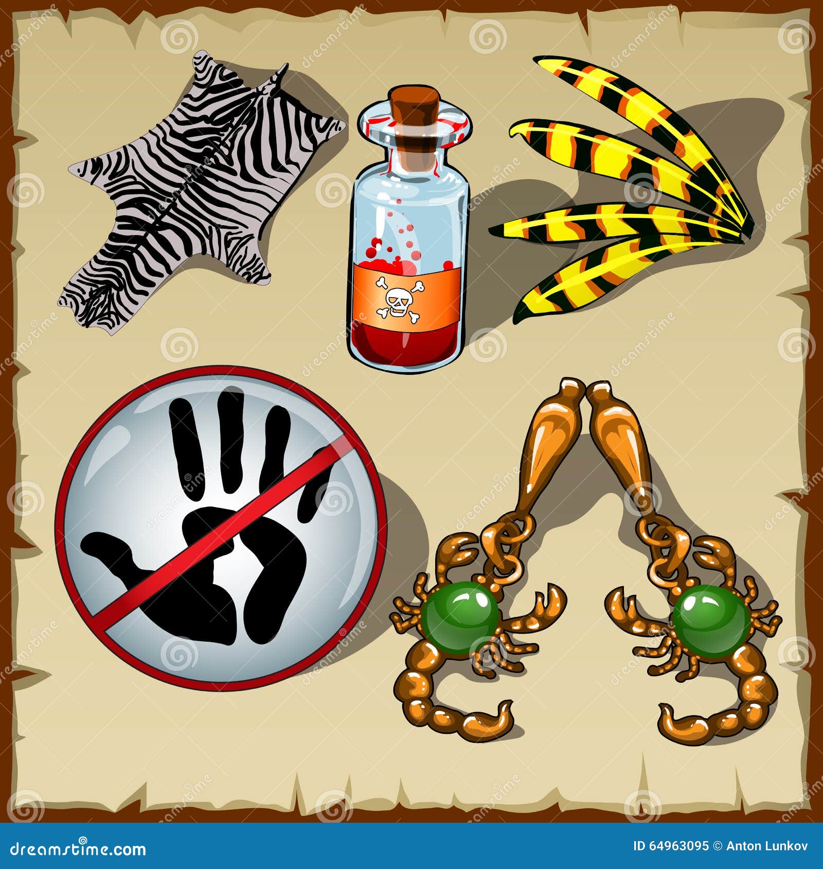 Set of Different Objects, Poison, Skin and Other Stock Vector ...