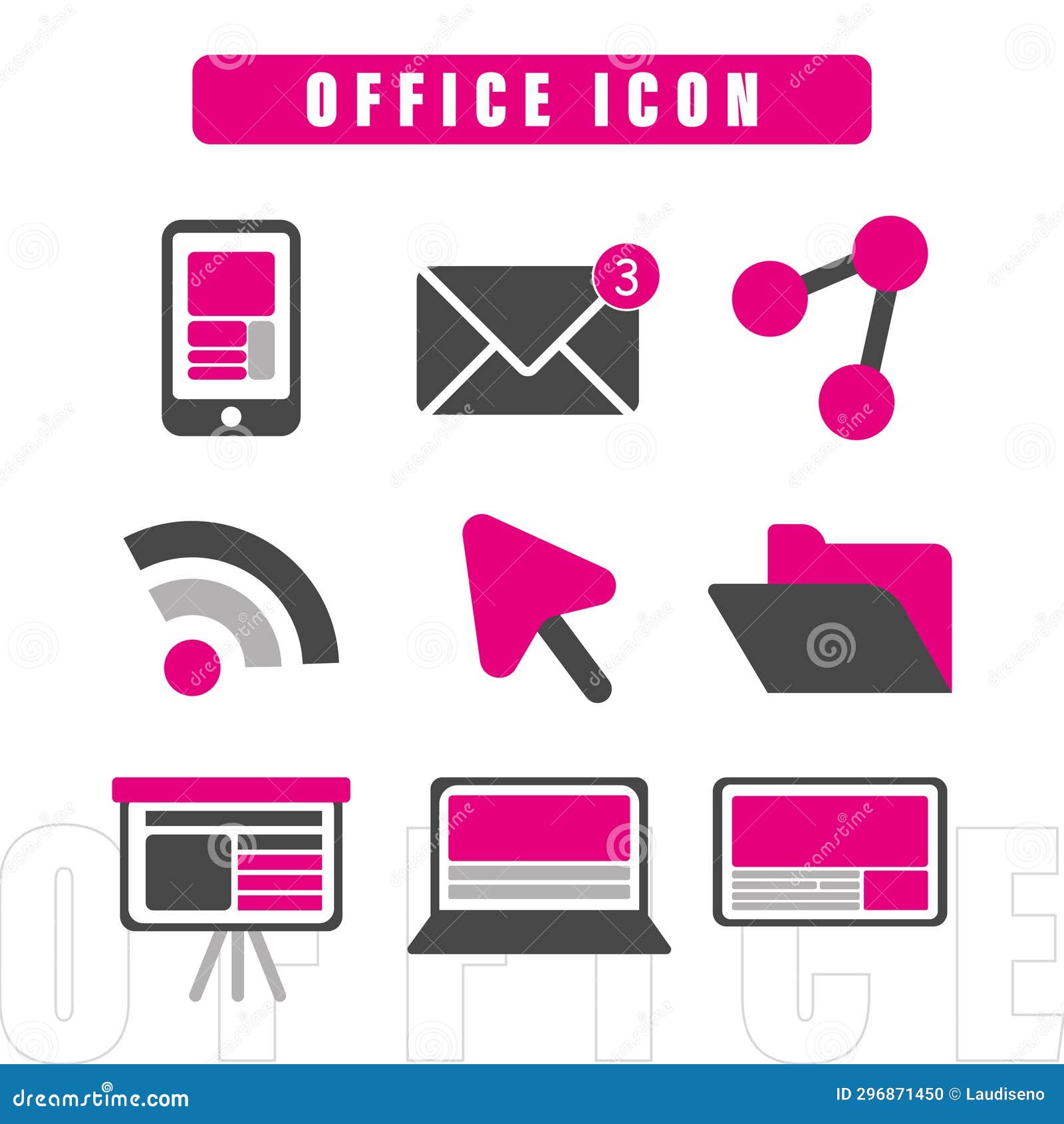 Set of Different Office Icons Vector Stock Vector - Illustration of ...