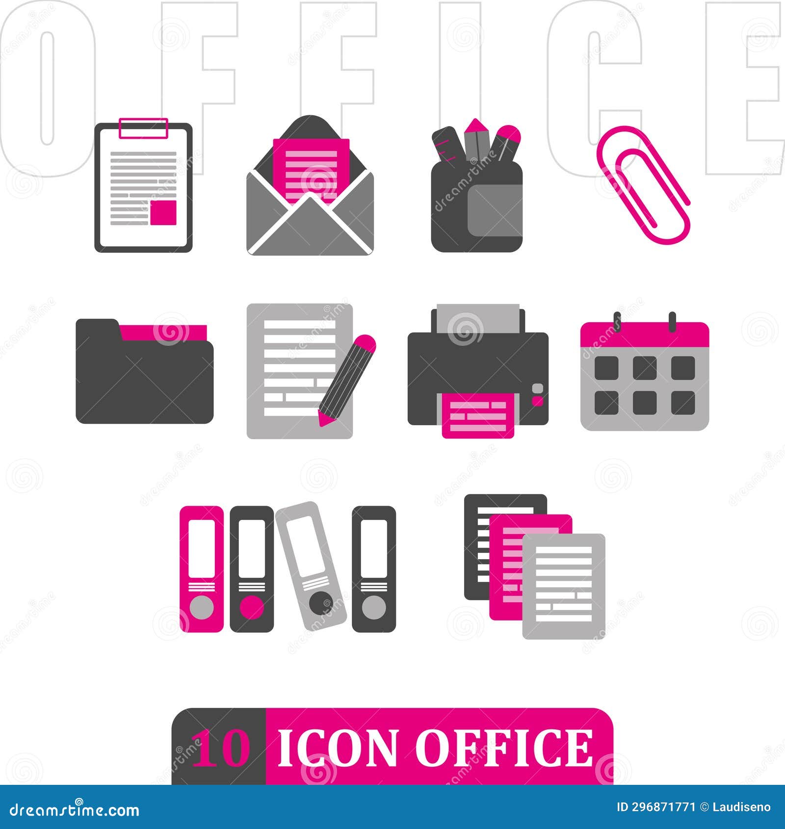 Set of Different Office Icons Vector Stock Vector - Illustration of ...