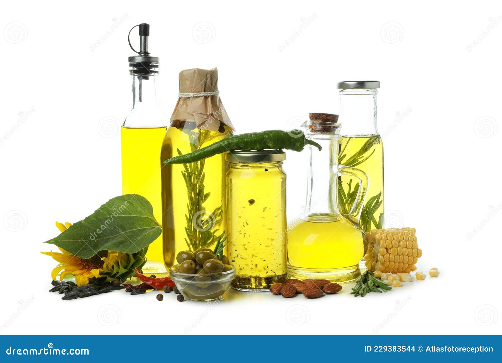 Set of Different Oils Isolated on White Background Stock Photo - Image ...