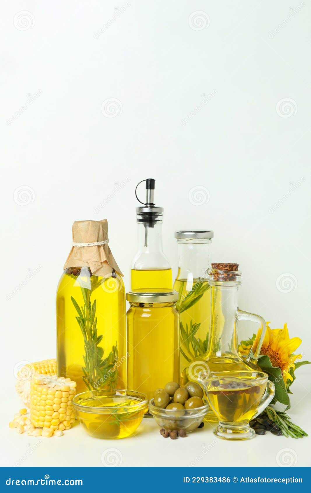 Set of Different Oils on White Background Stock Photo - Image of ...